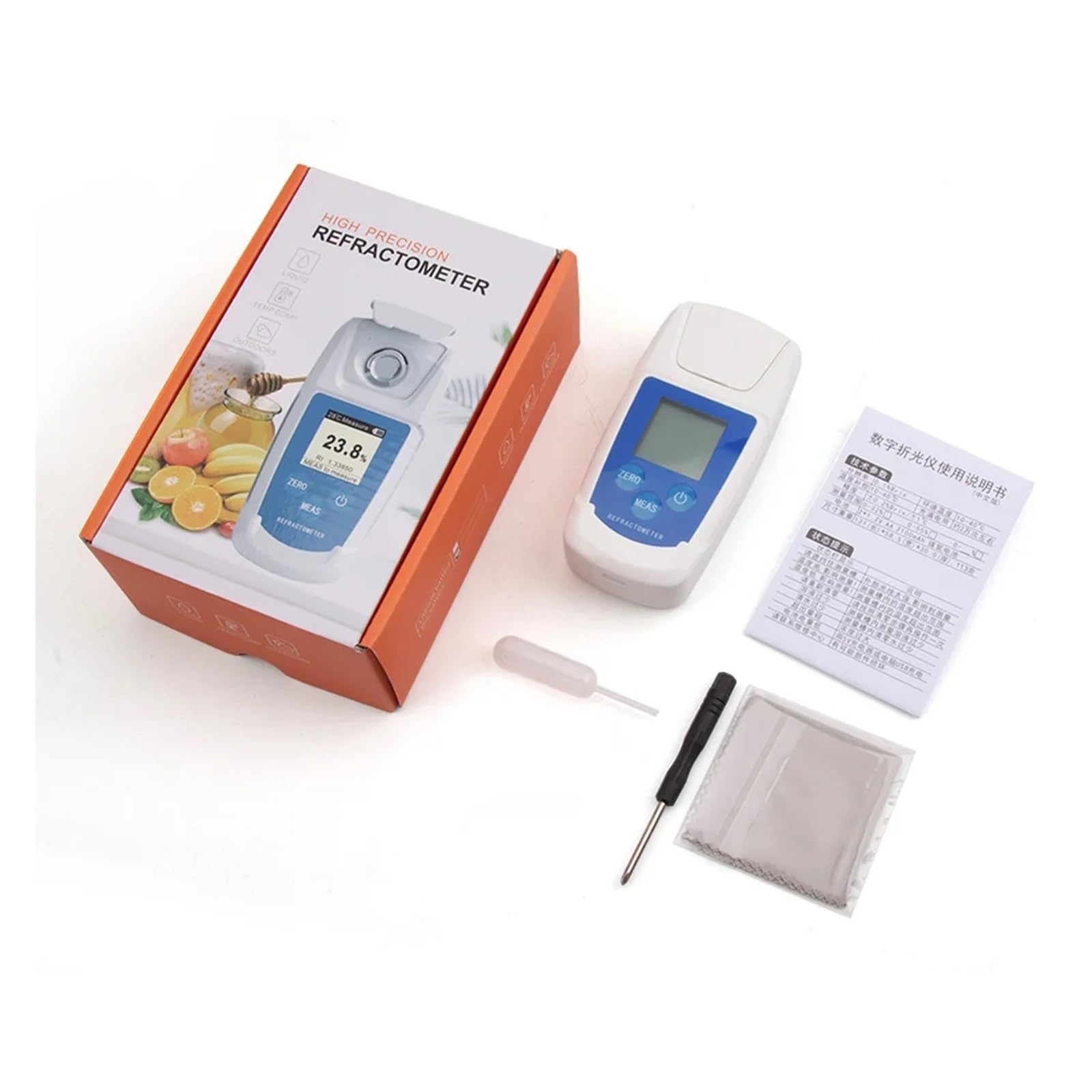 KYKYK Refractometer, 0-55% Digital Brix Refractometer Brix Meter Automatic Temperature Compensation Refractive Index Sugar Content Tester for Fruit for Fruit, Homebrewing, Juice, Vegetables