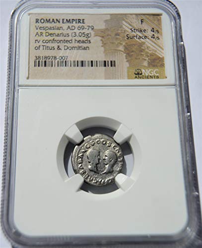IT 69-79 AD Ancient Rome Empire, Vespasian Antique Roman Silver Coin AR Denarius Fine NGC