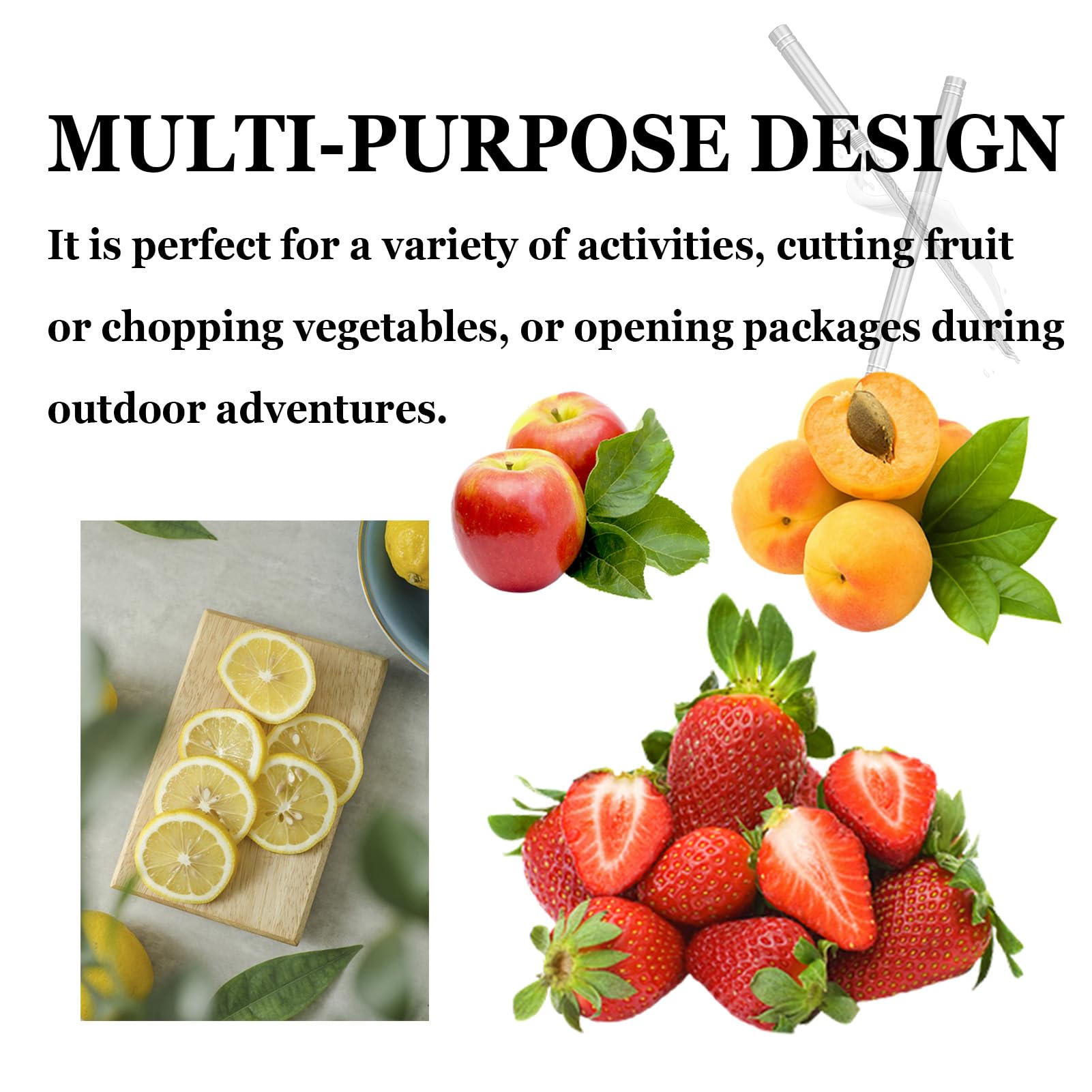 Multipurpose Outdoor Portable Fruit Knife with Sheath, Mini Fruit Knife Sticks, Cuchillo Multiusos Para Fruta Portátil Para Exteriores Con Funda, Multipurpose Knife with Sheath (3pcs)