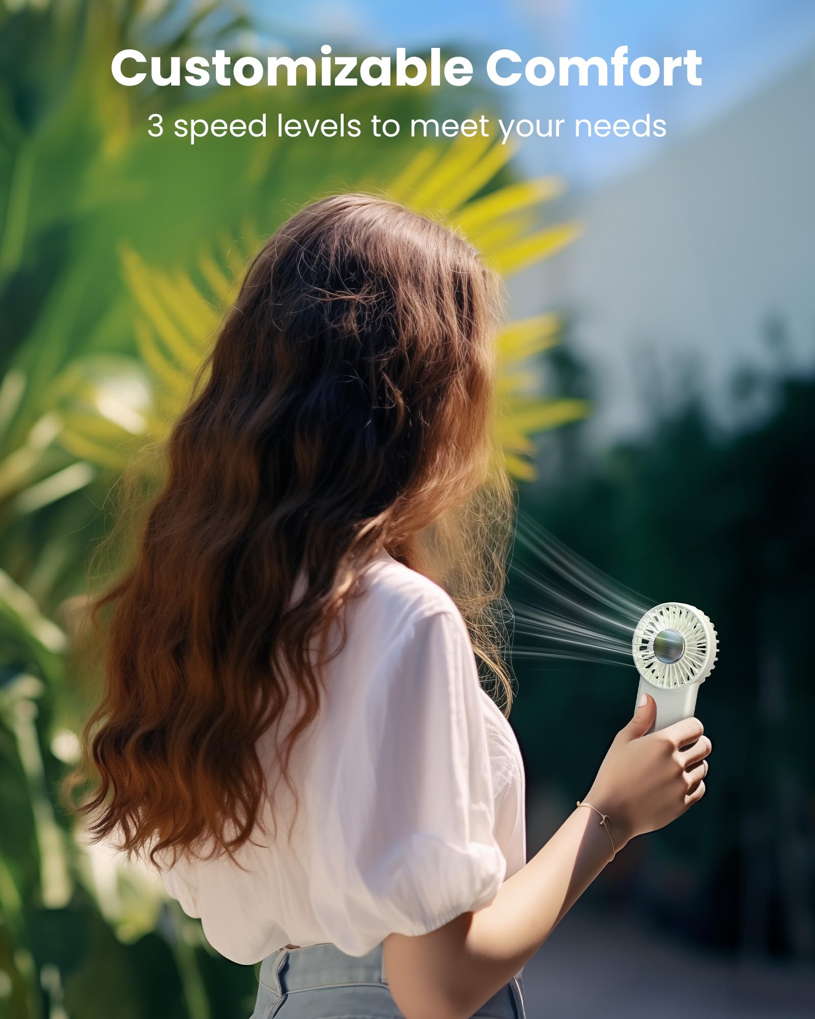 Koonie Cooling Handheld Fan, Battery Operated Fan with Hook, 10 Hours, Ice Cooling Mode, 3 Wind Speed, Portable Pocket Fan for Travel Indoor Outdoor