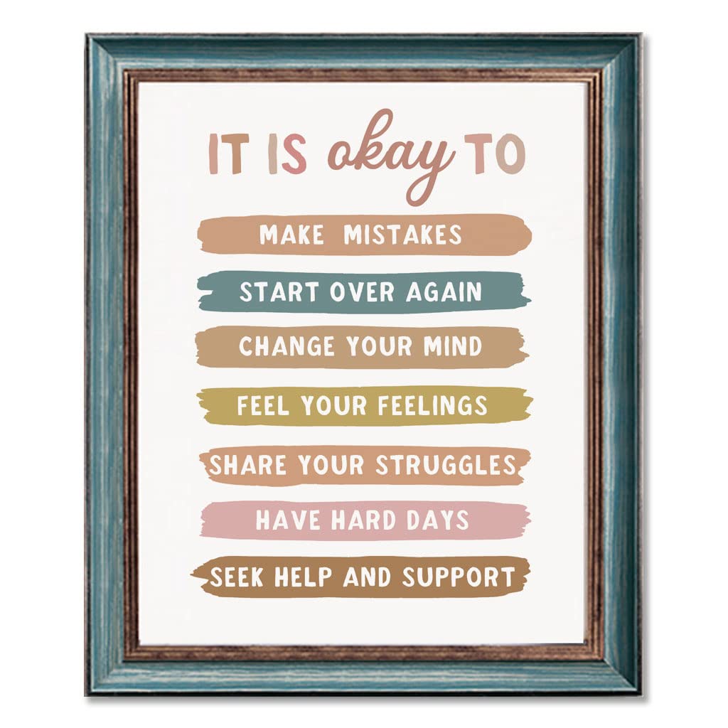 It's Okay To Make Mistakes, Boho Classroom Decor, Therapy Office Decor, Calm Corner, Anxiety, Classroom Wall Decor, School Counselor Office Decor, Be Yourself, Unframed (11x14 INCH)