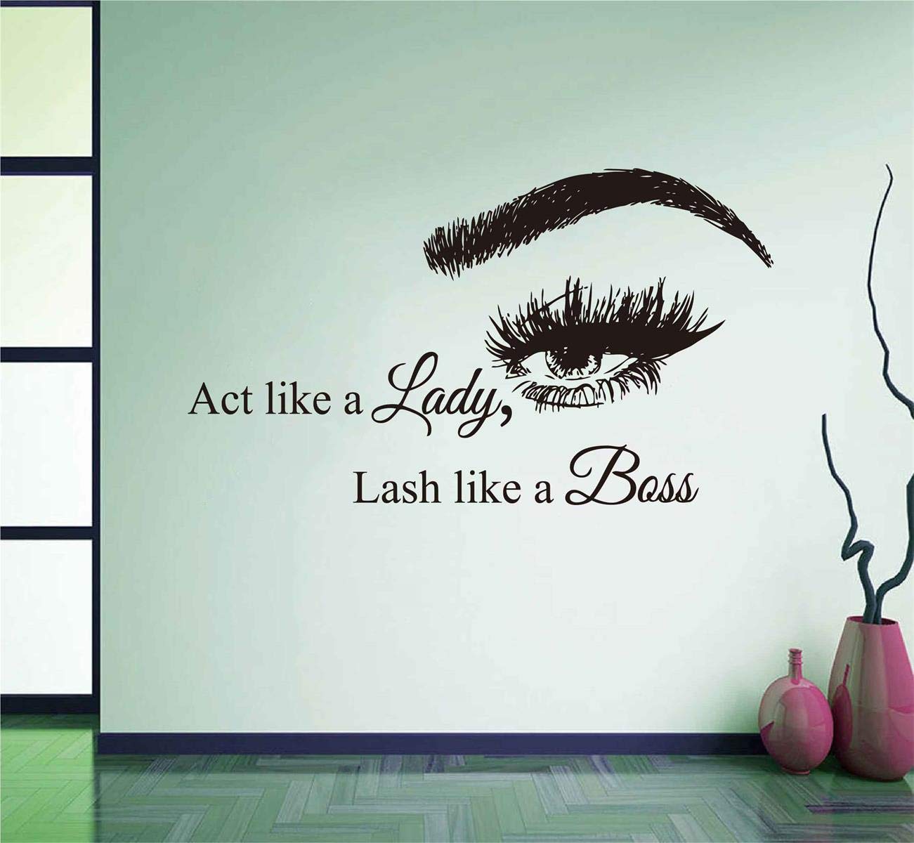 DXLING Beauty Salon Quote Wall Decal Stickers Make Up Store Home Decoration Murals LC705 (Black)