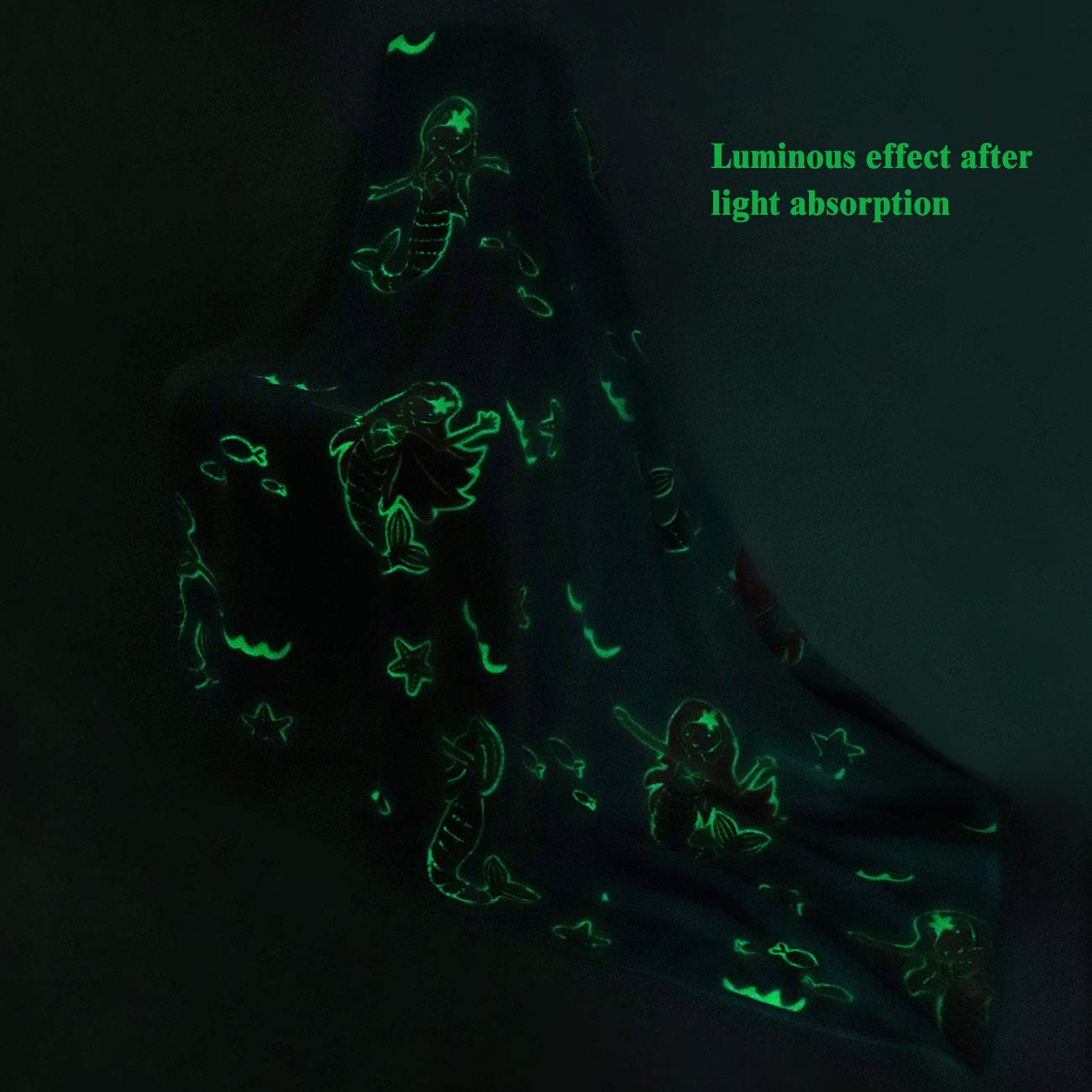 Epotys SIXNE ONOW YSECTL Glow in The Dark Throw Blanket Mermaid for Girls Birthdays (50" x 60" Blue)