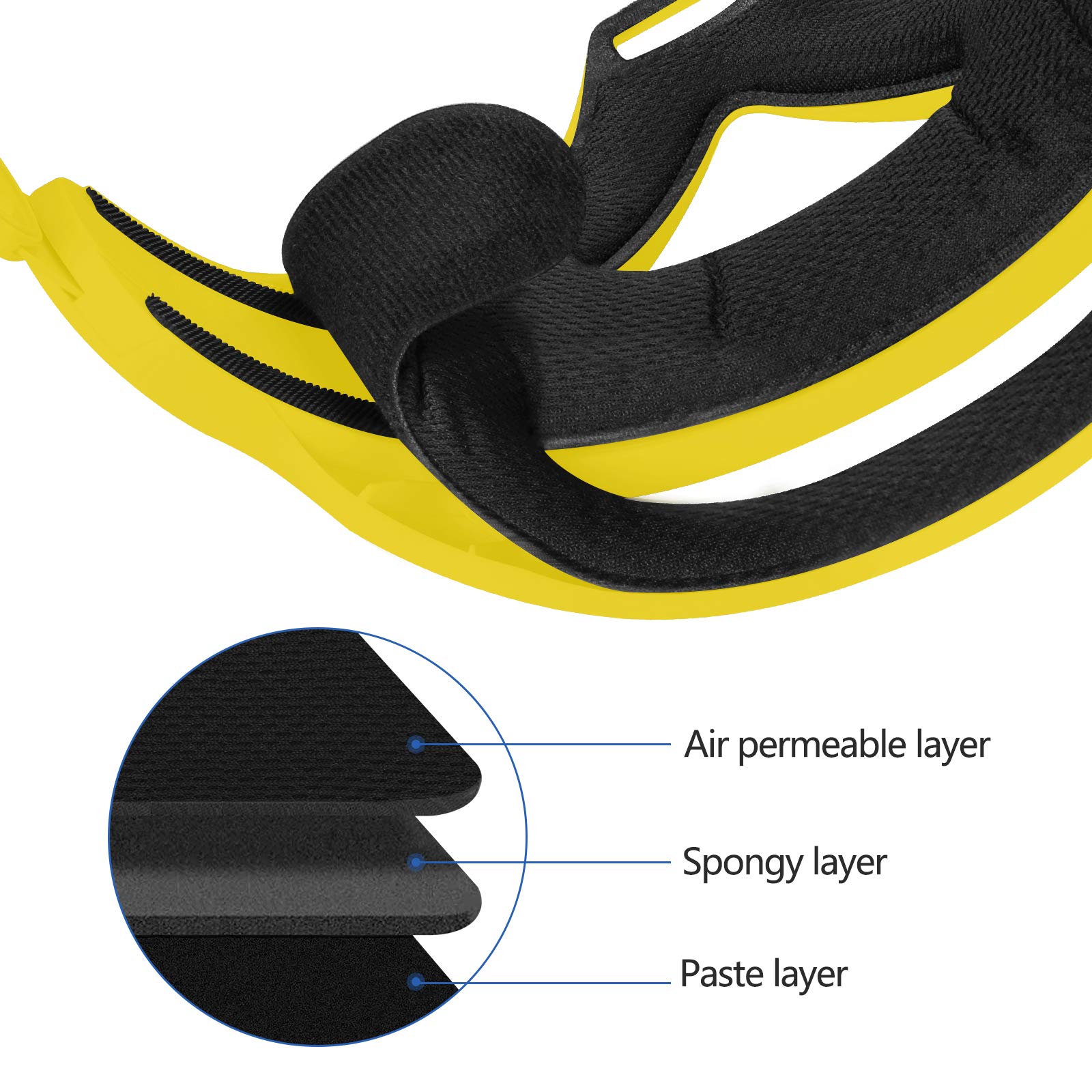 Esimen Adjustable Head Strap for Oculus Quest 2 Elite Strap with Cushion, Comfort Foam Pad Strap, Design Balance Weight, Reduce Pressure (Yellow)