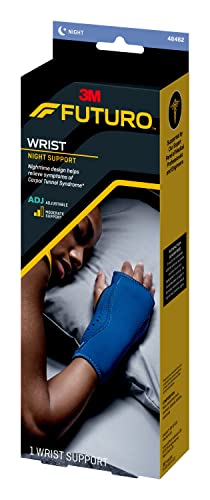 FUTURO Night Wrist Support, Helps Provide Nighttime Relief of Carpel Tunnel Symptoms, Breathable, One Size