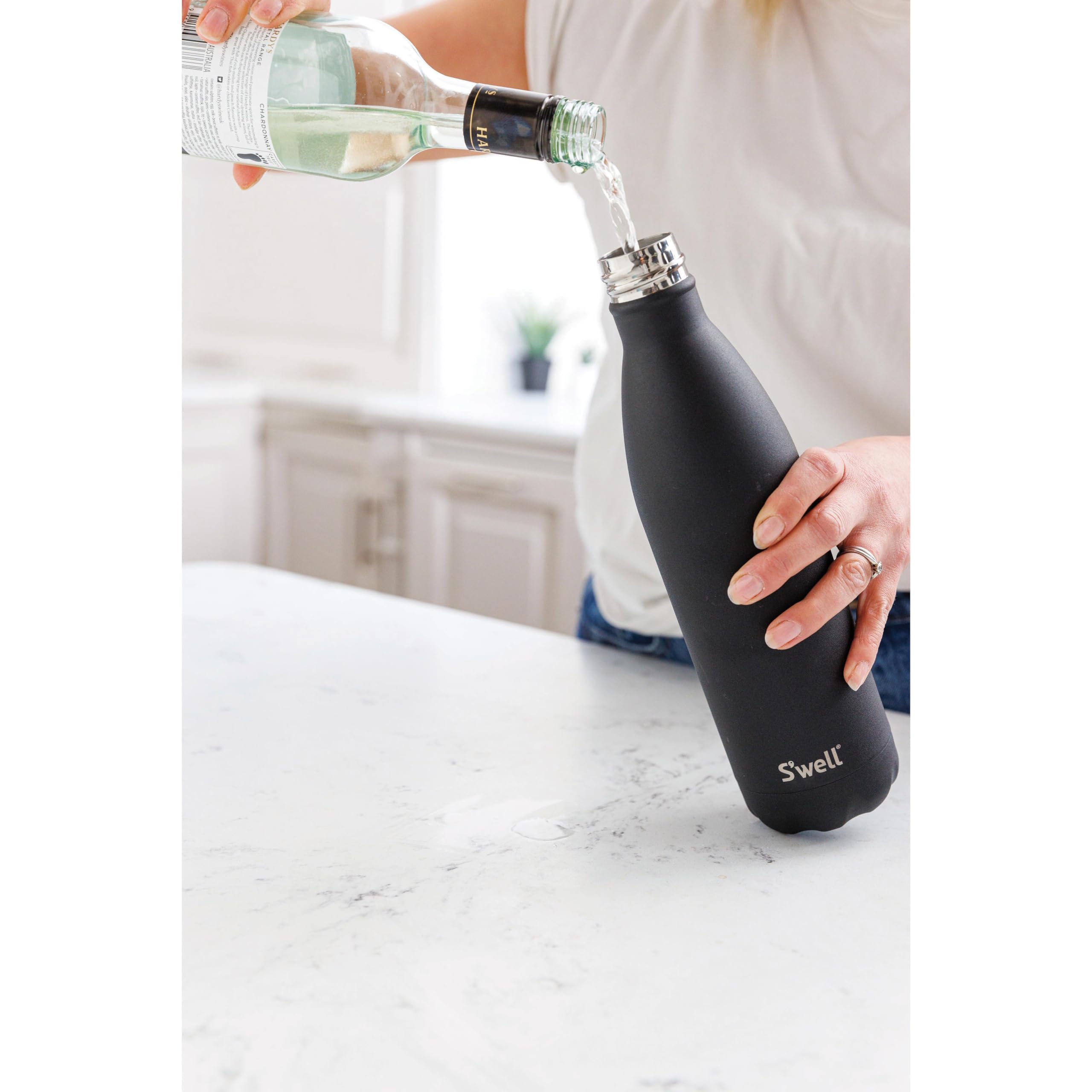 S'well Stainless Steel Water Bottle, 25oz, Onyx, Triple Layered Vacuum Insulated Containers Keeps Drinks Cold for 48 Hours and Hot for 24, BPA Free, Perfect for On the Go
