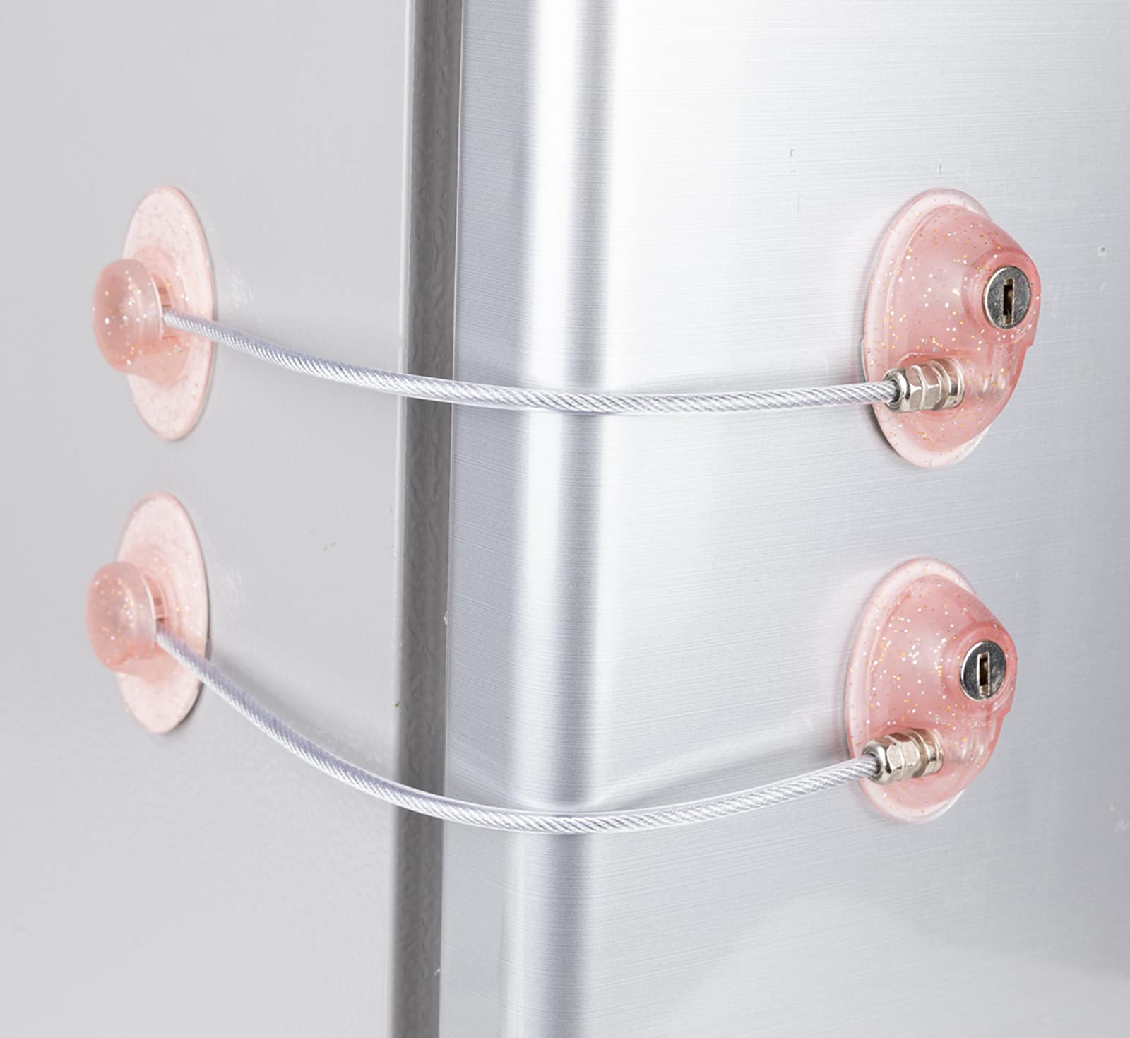 FIGEPO Refrigerator Lock Combination Transparency Fridge Lock Freezer Child Safety Lock Door Lock with Strong Adhesive Pink