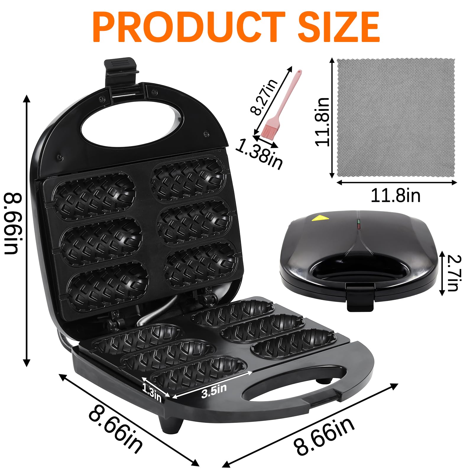 Ht Viik Corn Dog Maker,Hot Dog Waffle Machine,Bake 6 Corn Dogs,Double-sided heating, Non-stick Surface,For Commercial or Family Use,Maker Breakfast, Snacks,Easy to Clean
