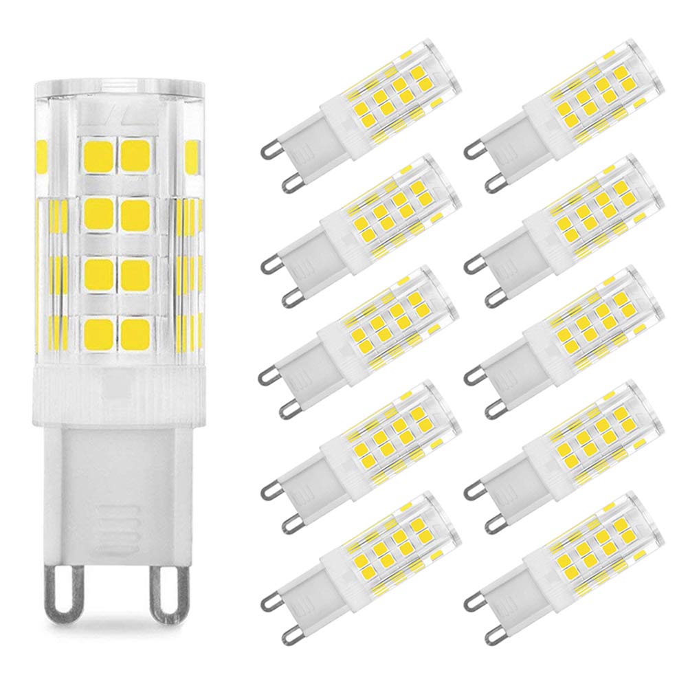 G9 LED Bulbs for Ceiling Fan, Chandelier, Pendant Lights, Bathroom, Wall Sconce, Desk Lamps, 5W (40W Bi-Pin G9 Halogen Equivalent), Daylight White 6000K, Non-Dimmable (10 Pack)