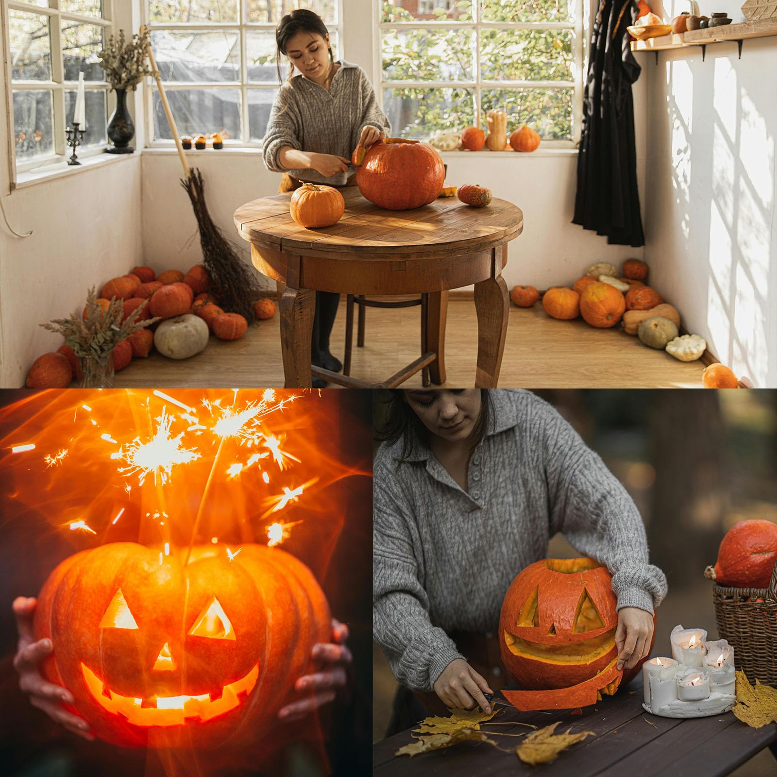 Lulong Pumpkin Carving Kit Tools Halloween, Professional Heavy Duty Carving Set, Stainless Steel Sculpting Tool Carving Knife for Halloween Decoration Jack-O-Lanterns, Gift for Halloween(3PCS
