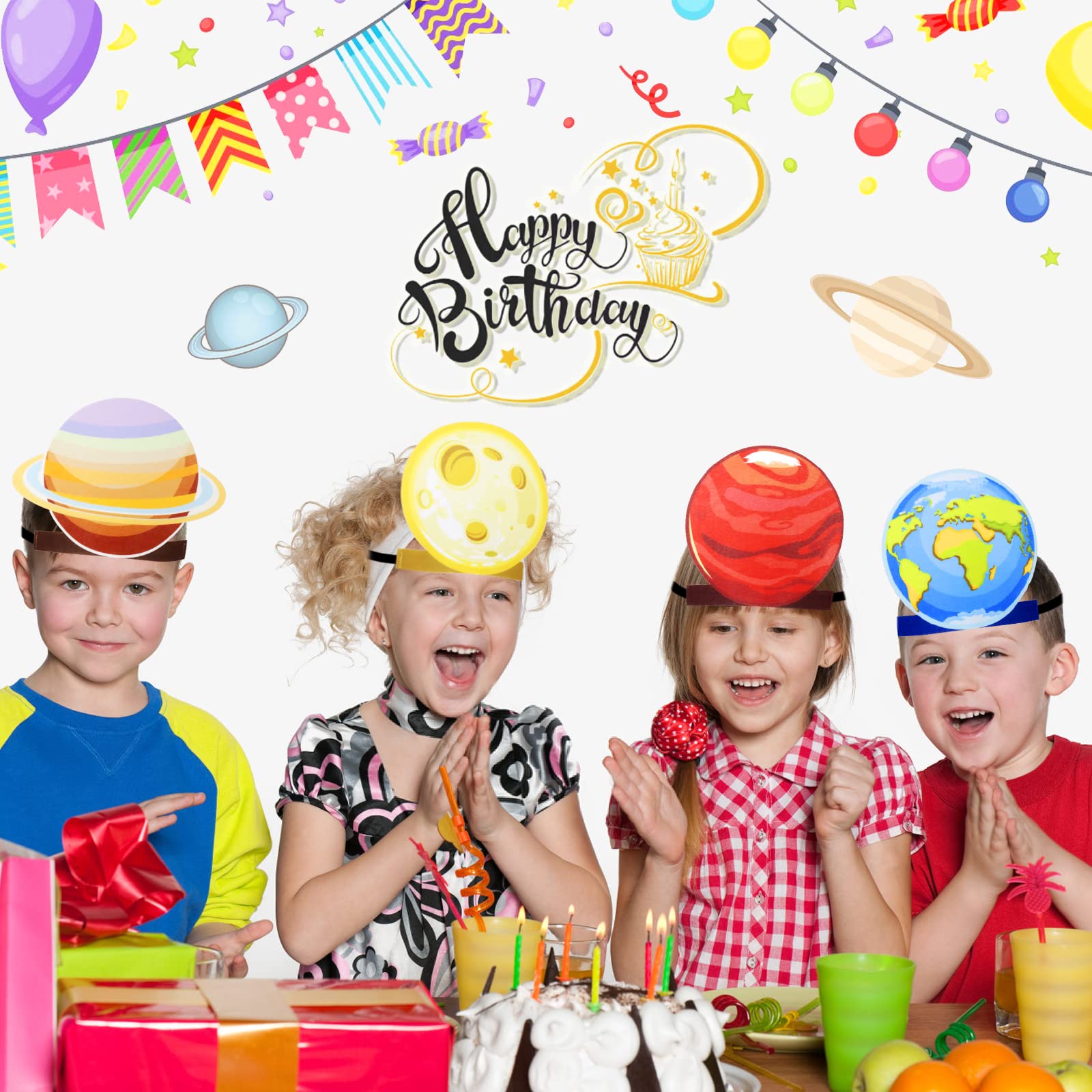 iROLEWIN 13 PCS Solar-System-Planets-Headbands for Toddler-Kids Outer Space-Party-Favors Hats Preschool Early Learning Interactive Storytelling Play Kit Gift for Boys Girls
