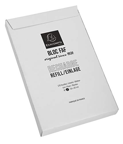 Exacompta 12512E Refill for FAF Block Number 2 Format 16 cm x 10 cm Sold in a Single Cardboard Box. Refill Plain White.