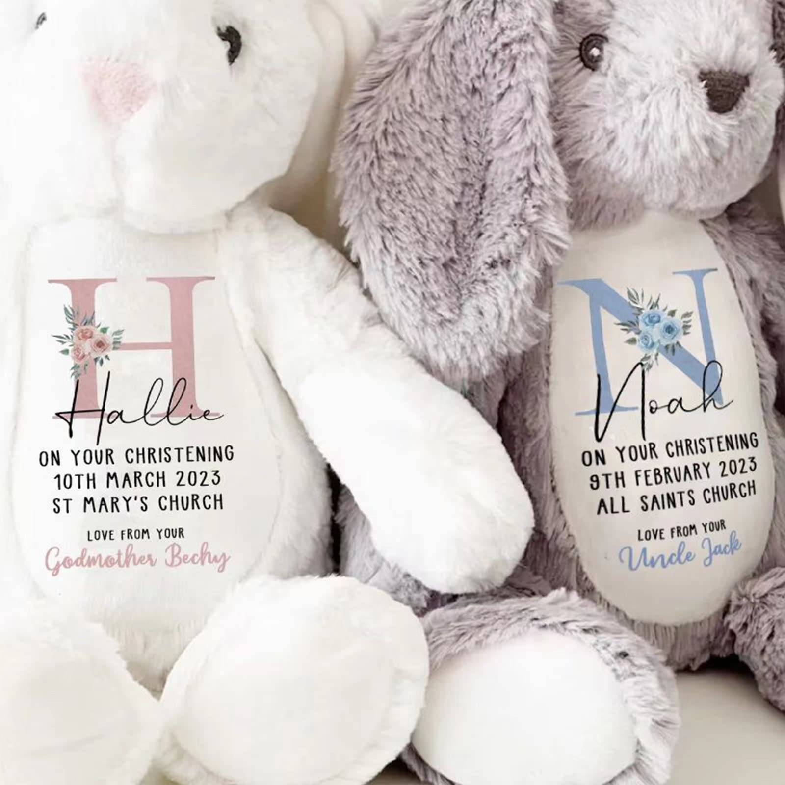 KAKU HOME Personalised My First Easter Gift Bunny with Name,The Plush Rabbit That Accompanies The Child