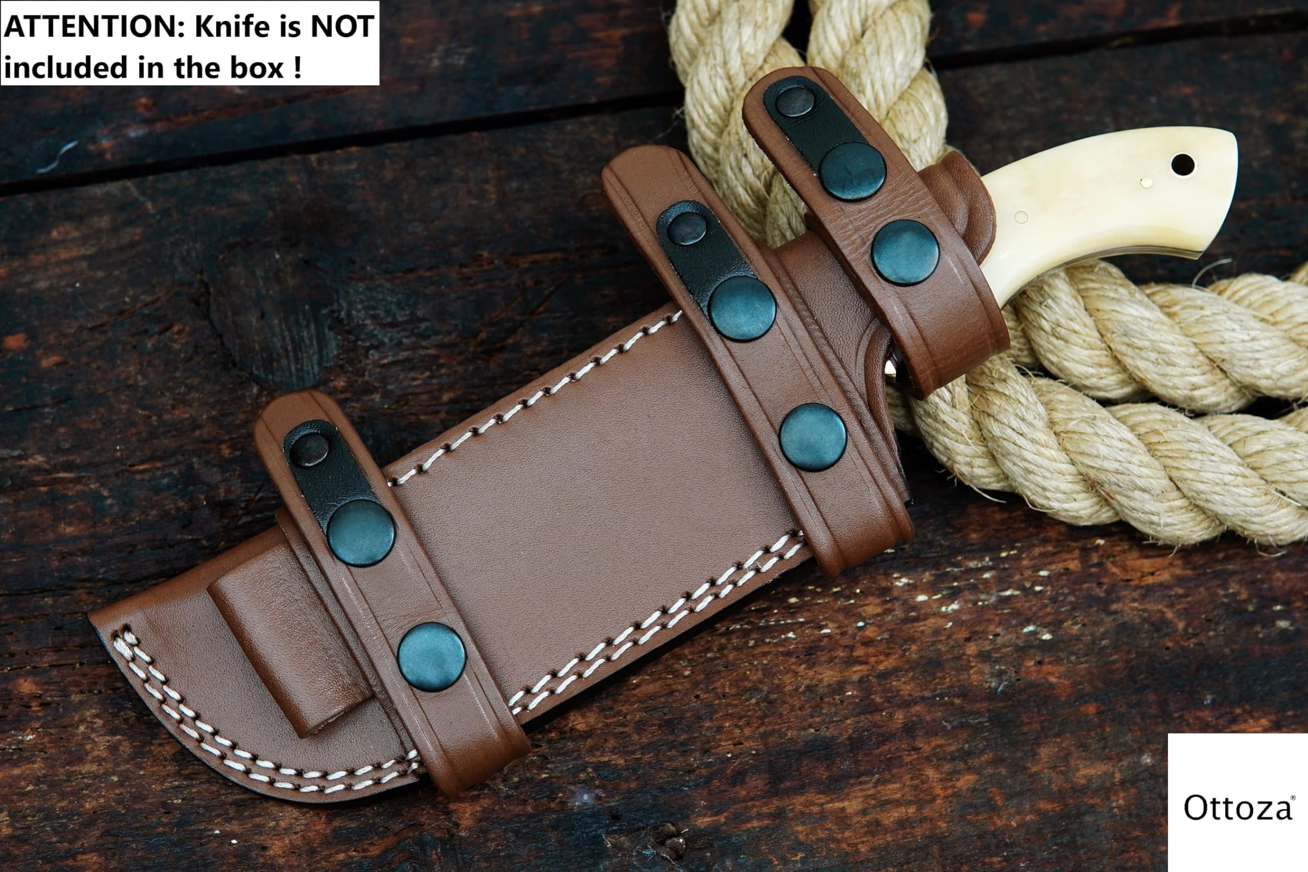 Ottoza TOP GRAIN Leather Knife Sheaths for Fixed Blade Knives, RIGHT HAND Leather Knife Sheath for Belt, Leather Knife Holster Belt Knife Holder, Horizontal Knife Sheath for Belt No:39