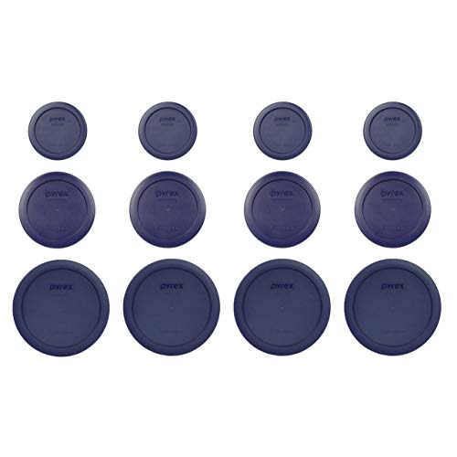 Pyrex (4) 7200-PC 2 Cup Blue & (4) 7201-PC 4 Cup Blue & (4) 7202-PC 1 Cup Blue Lids