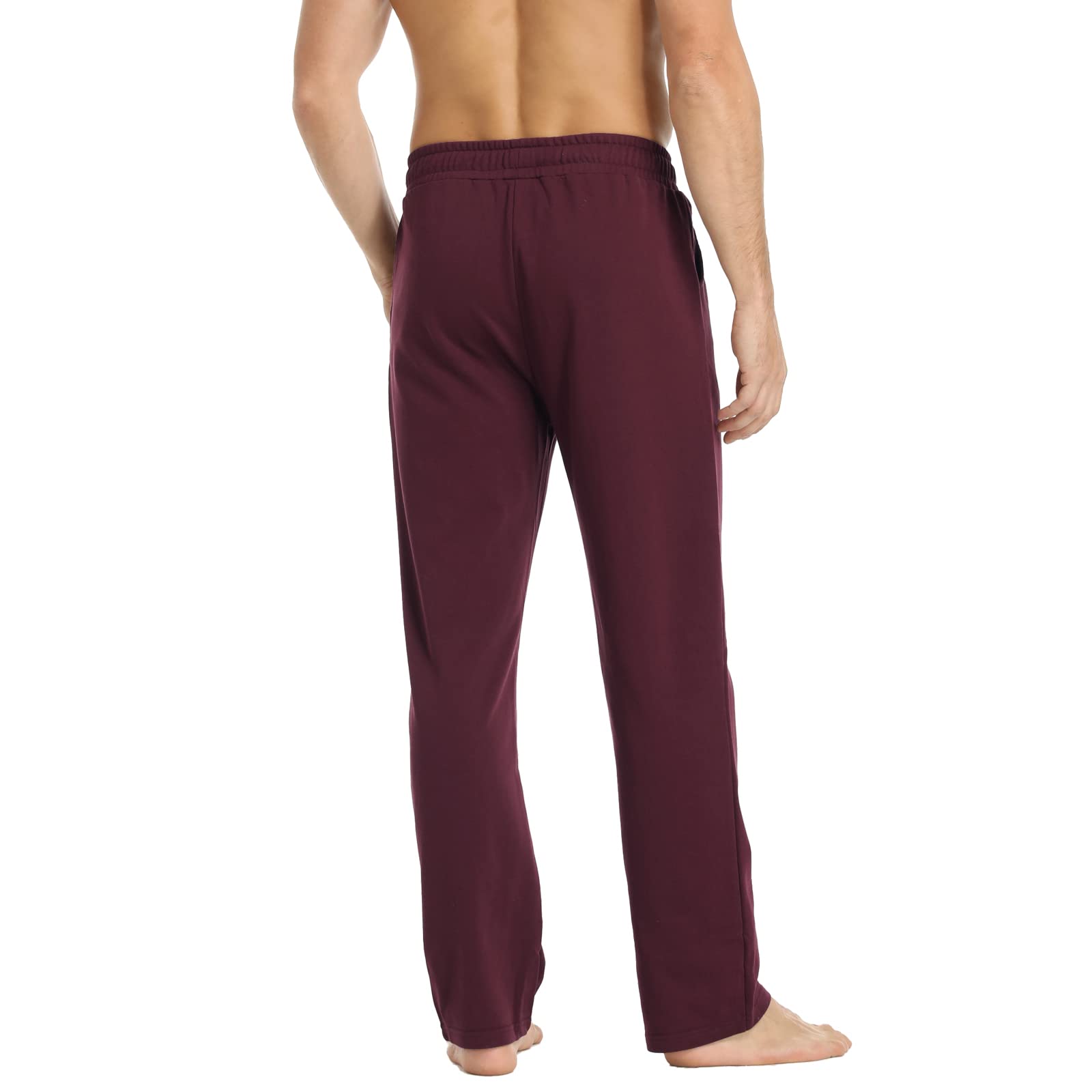 Dr.Cyril Mens Sweatpants Yoga Pants Open Bottom Straight Leg Casual Loose Fit Exercise Pants for Workout,Running,Jogging,Gym Wine Red, M