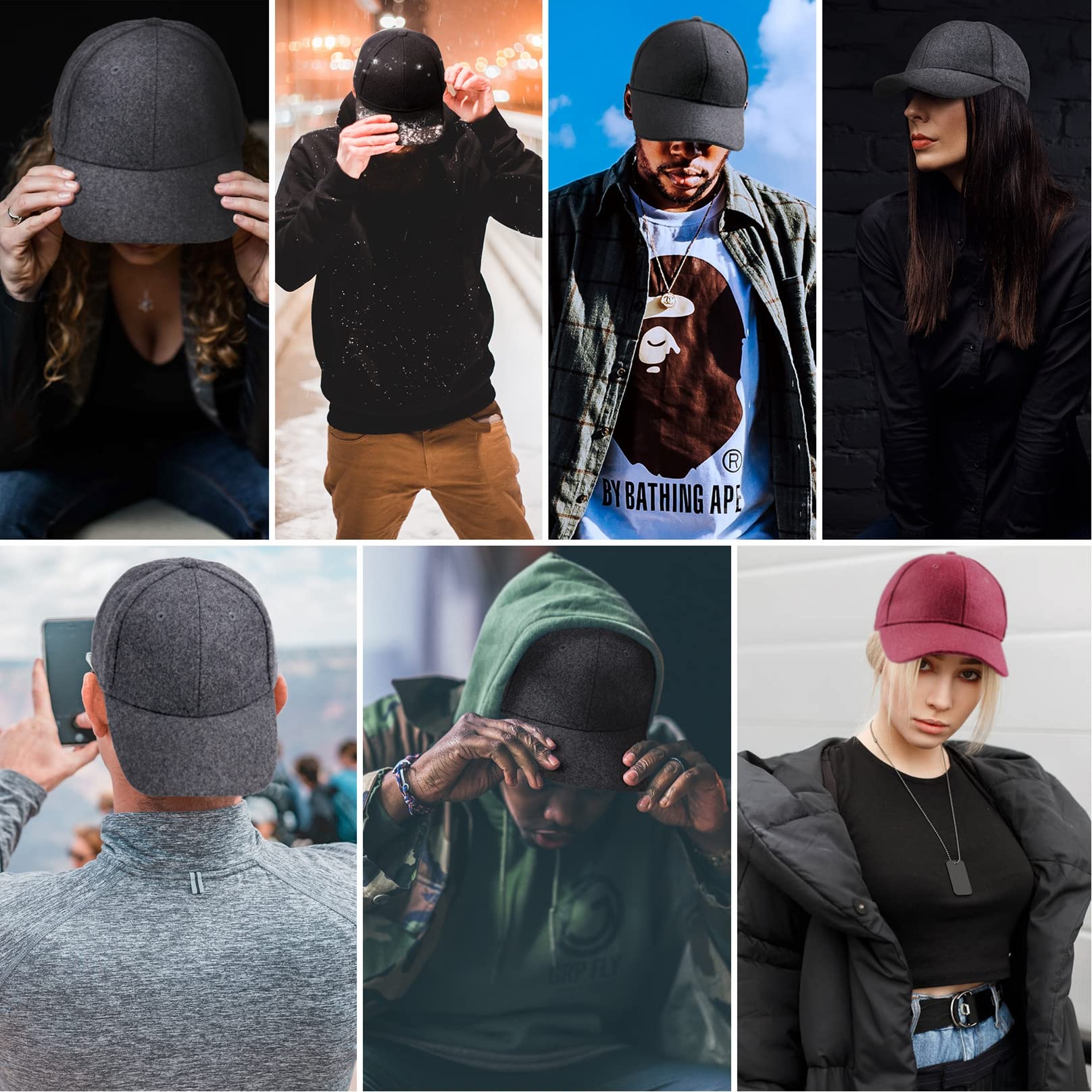 GADIEMKENSD Winter Baseball Caps Wool Dad Hat Warm Trucker Hats Work Cap Workout Thick for Mens Womens Black