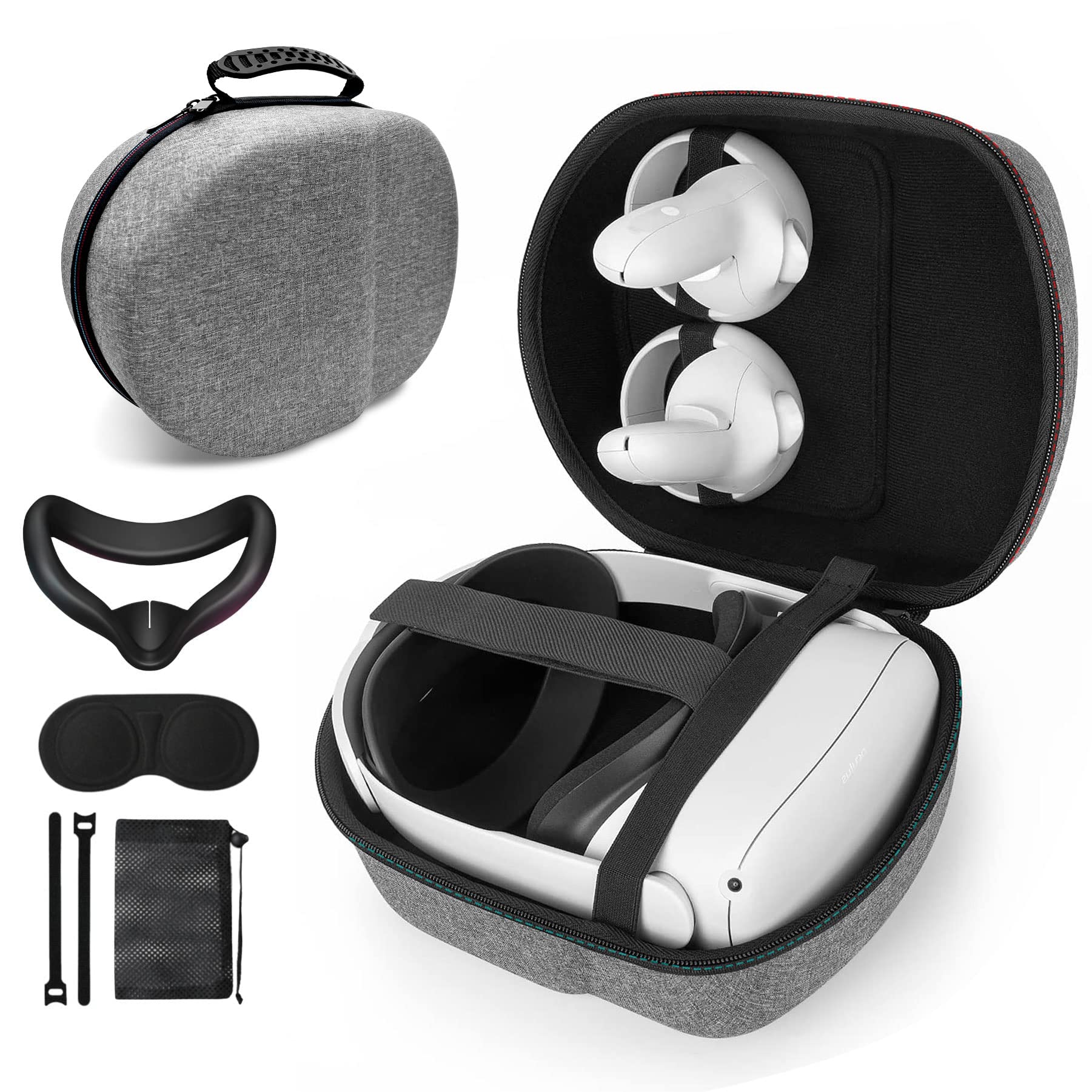 Hard Carrying Case Compatible with Meta/Oculus Quest 2 Officaial Elite Strap, Lightweight Portable Protection Bag with Silicone Face Cover & Lens Protector Accessories, for Travel and Storage