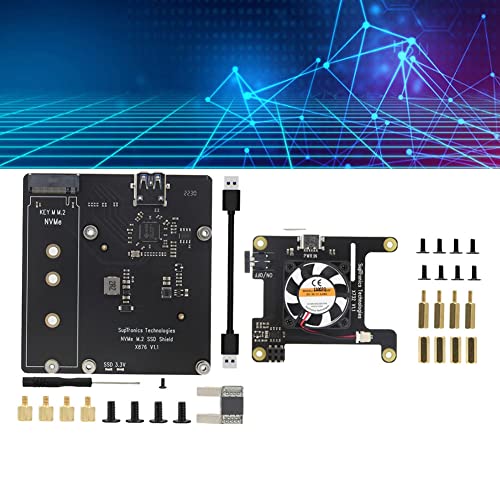 KALEN X876 V1.1 M.2 NVME SSD Expansion Board+X732 V1.1 Expansion with Kit Pi 4B Storage