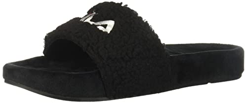 Fila Women's Fuzzy Slide Sandal, Black Red/White, 9