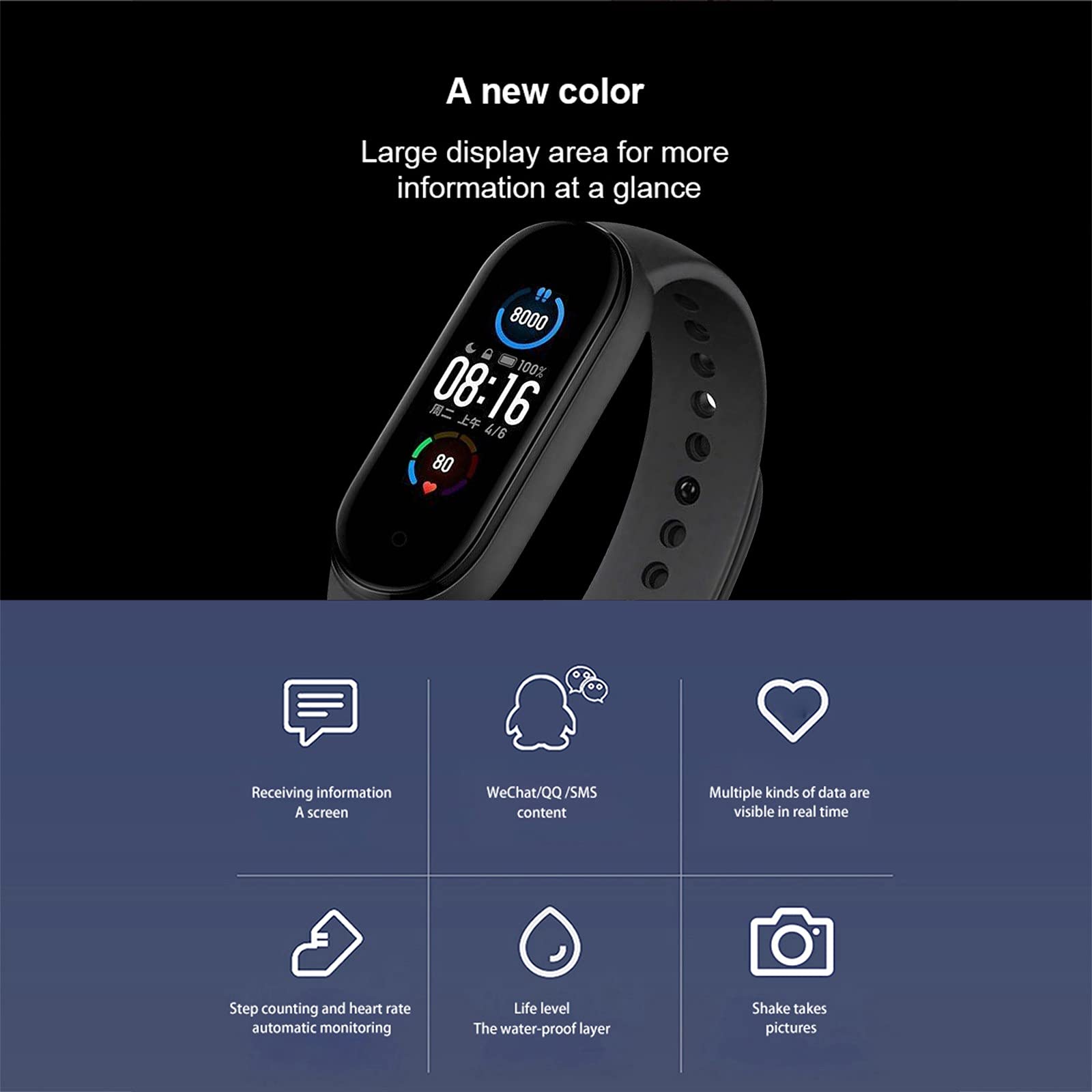 Smart Watch, Fitness Tracker for Men Women, Bracelet Band with 24 Hour Body Temperature Waterproof smartwatch for iOS Android Phones (Black)