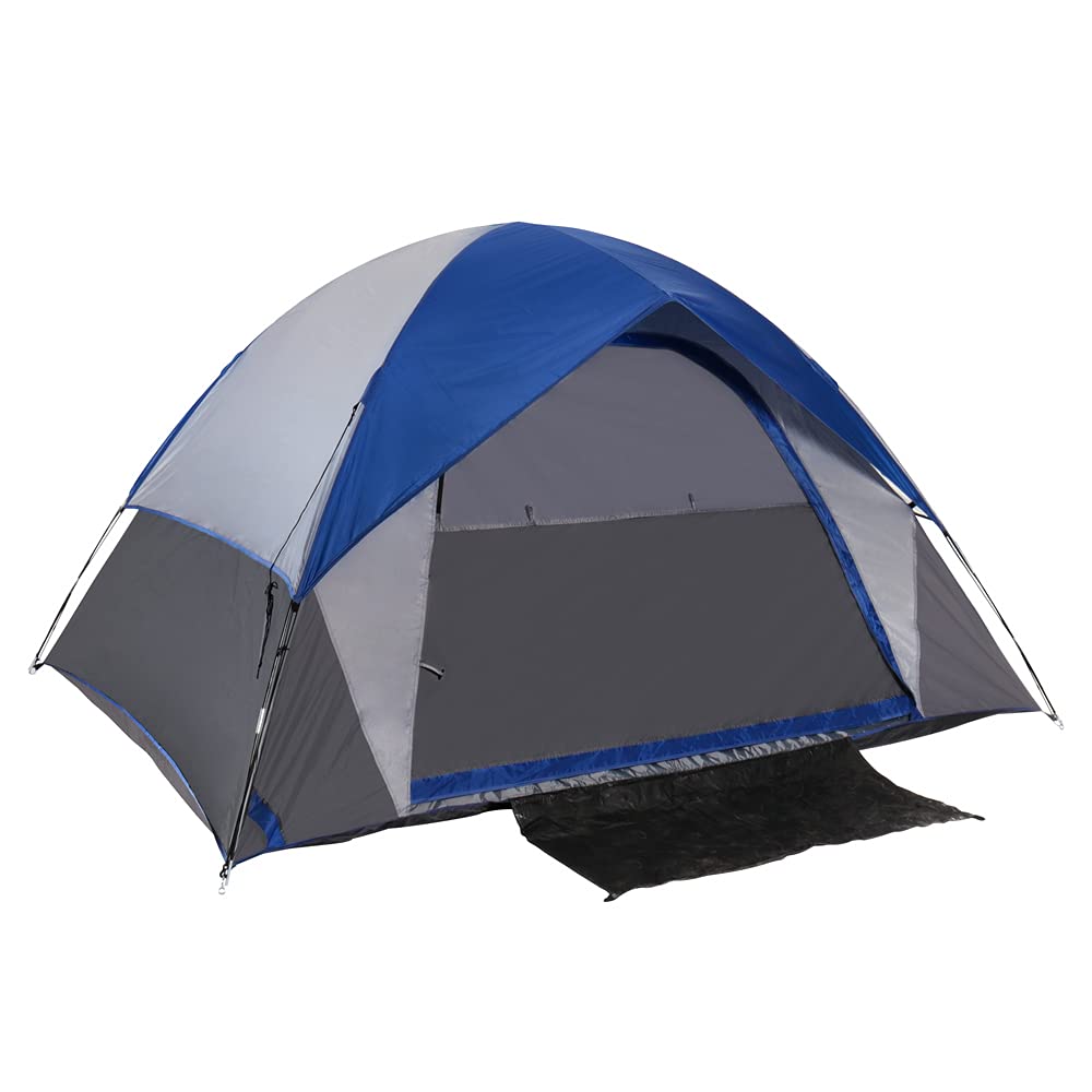 Great Escapes Camping Tent for 4 Person, with Detachable Rain Fly and Portable Carrying Bag, 4 Seasons Use, Easy to Install, BlueGrey