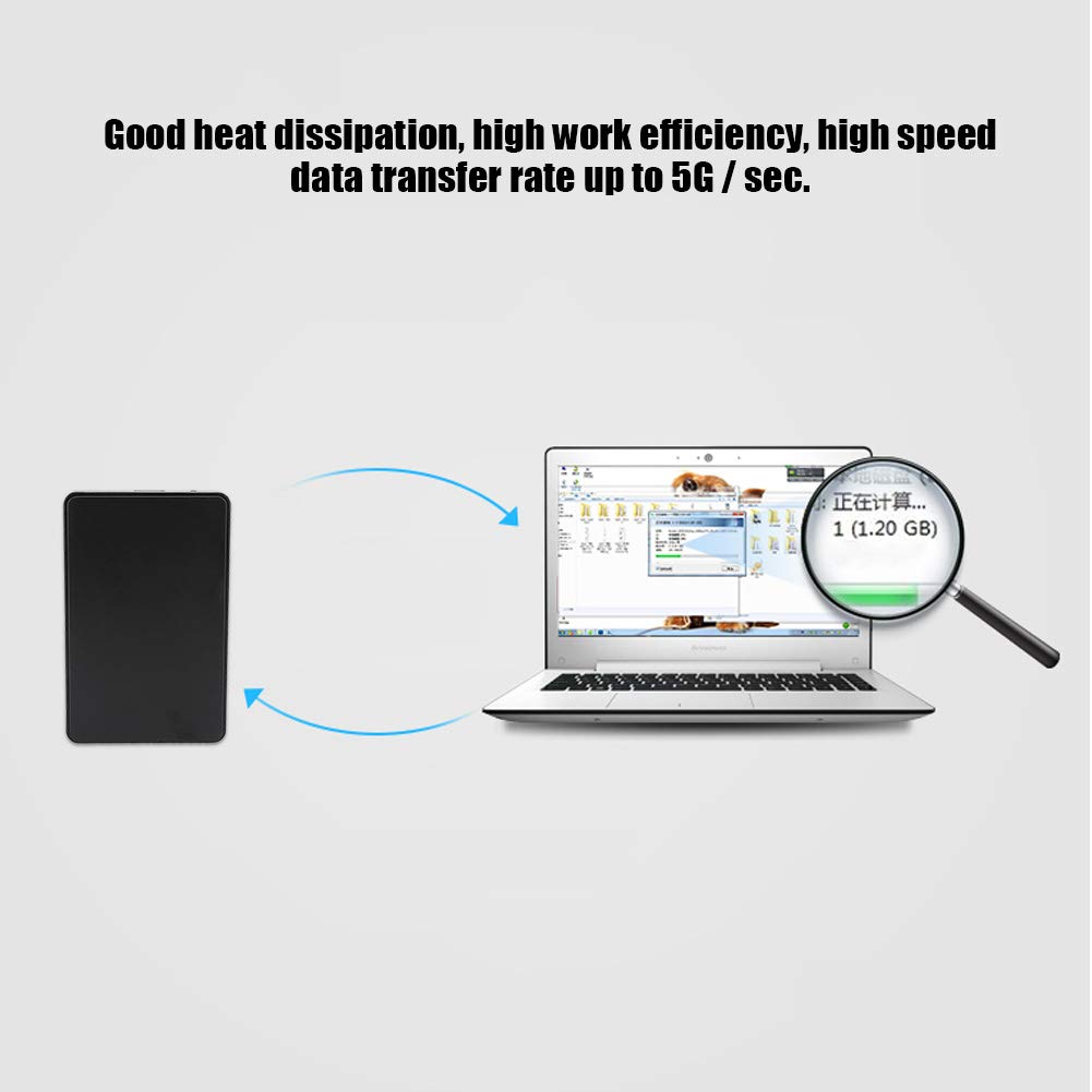 Hard Drive Enclosure, Portable 2.5in 2TB HDD External Hard Drive Enclosure USB 3.0 SATA 5Gbps Mobile Hard Disk Box for Win 98/SE/ME/2000/XP/Vista/ Win7/win8/Win10(Black)