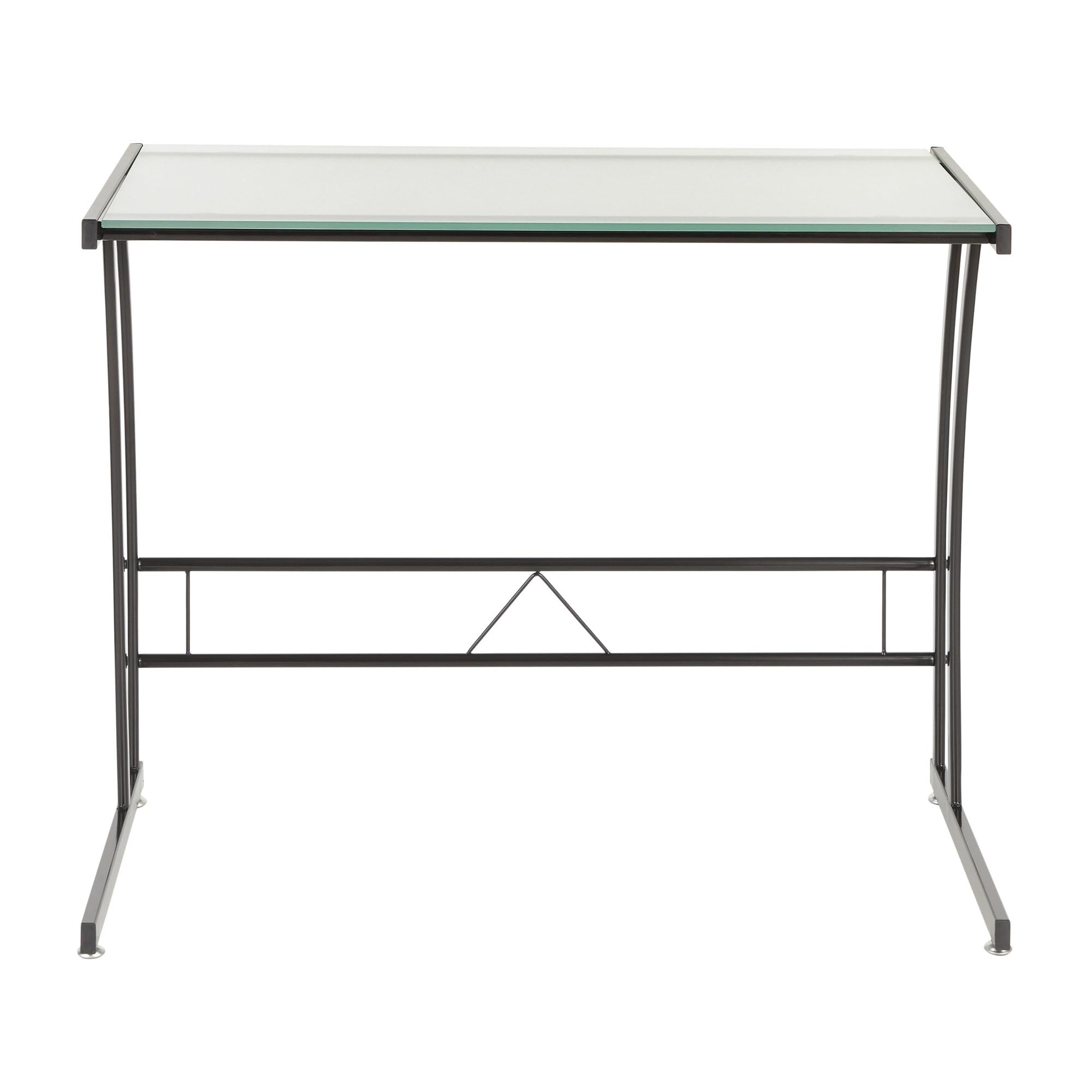 LumiSource Single Bit Computer Desk, Home Office Desk, Black Desk, Glass Desk, Small Desk for Bedroom, Gaming Desk, Contemporary Desk