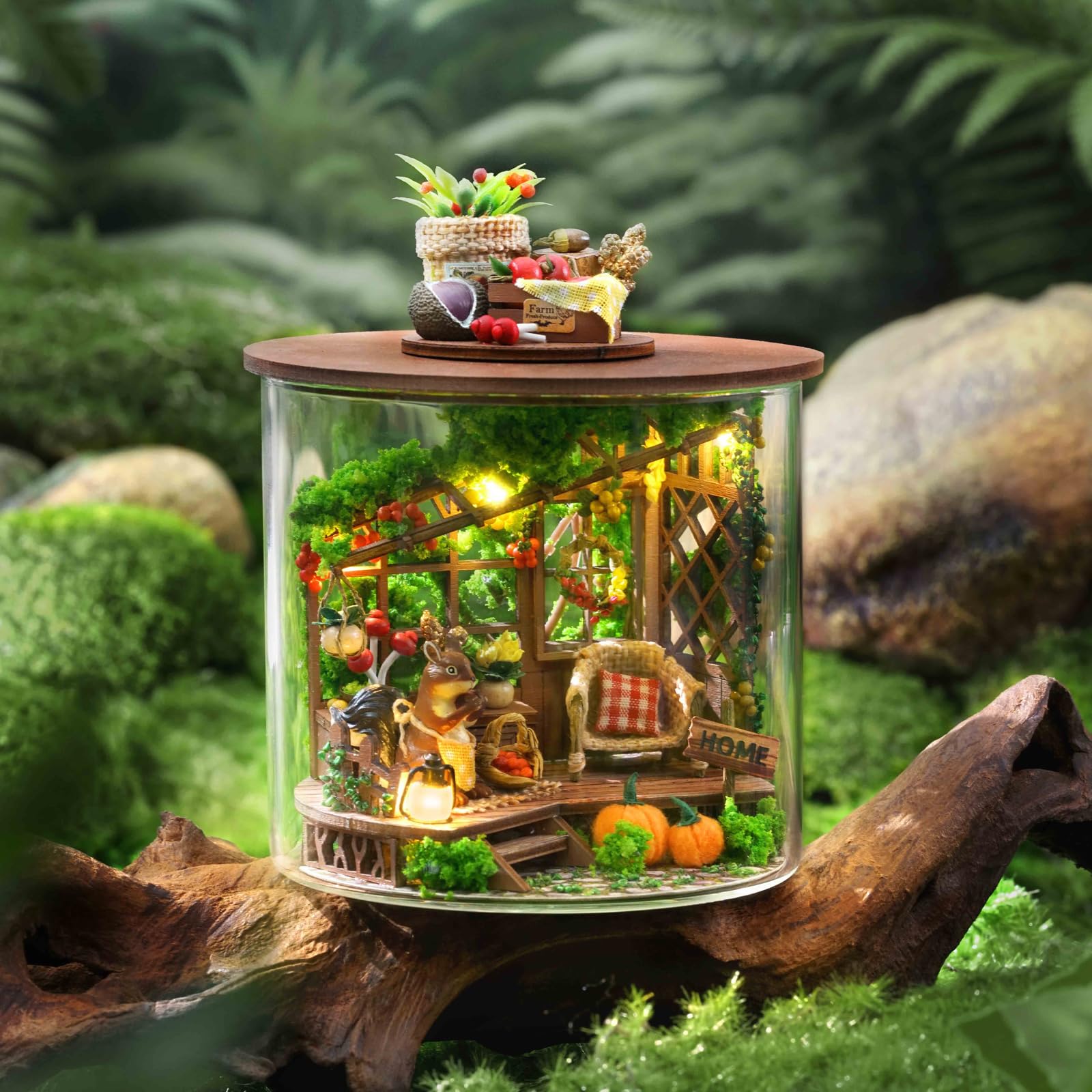 Flever Dollhouse Miniature DIY House Kit Creative Room Dream Bottle Series with Furniture for Romantic Valentine's Gift (Time Magic)