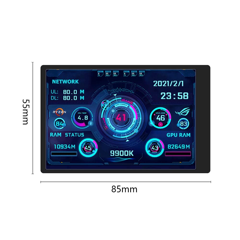 MAKIVI 3.5 Inch USB Chassis Sub-Screen Computer CPU GPU RAM HDD Monitor for Freely AIDA64 Black