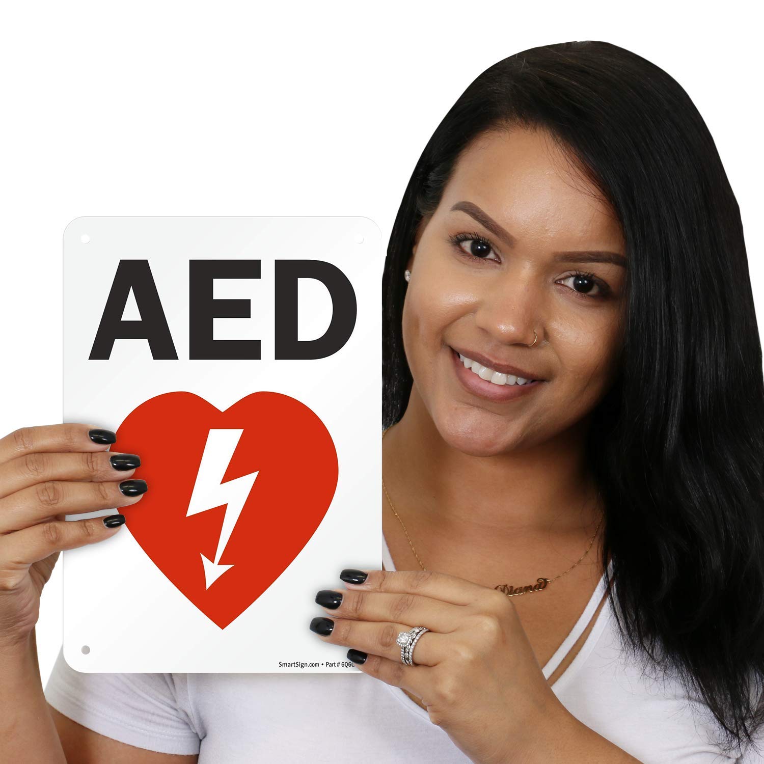 SmartSign "AED" Sign | 7" x 10" Plastic,S-0075-PL-10