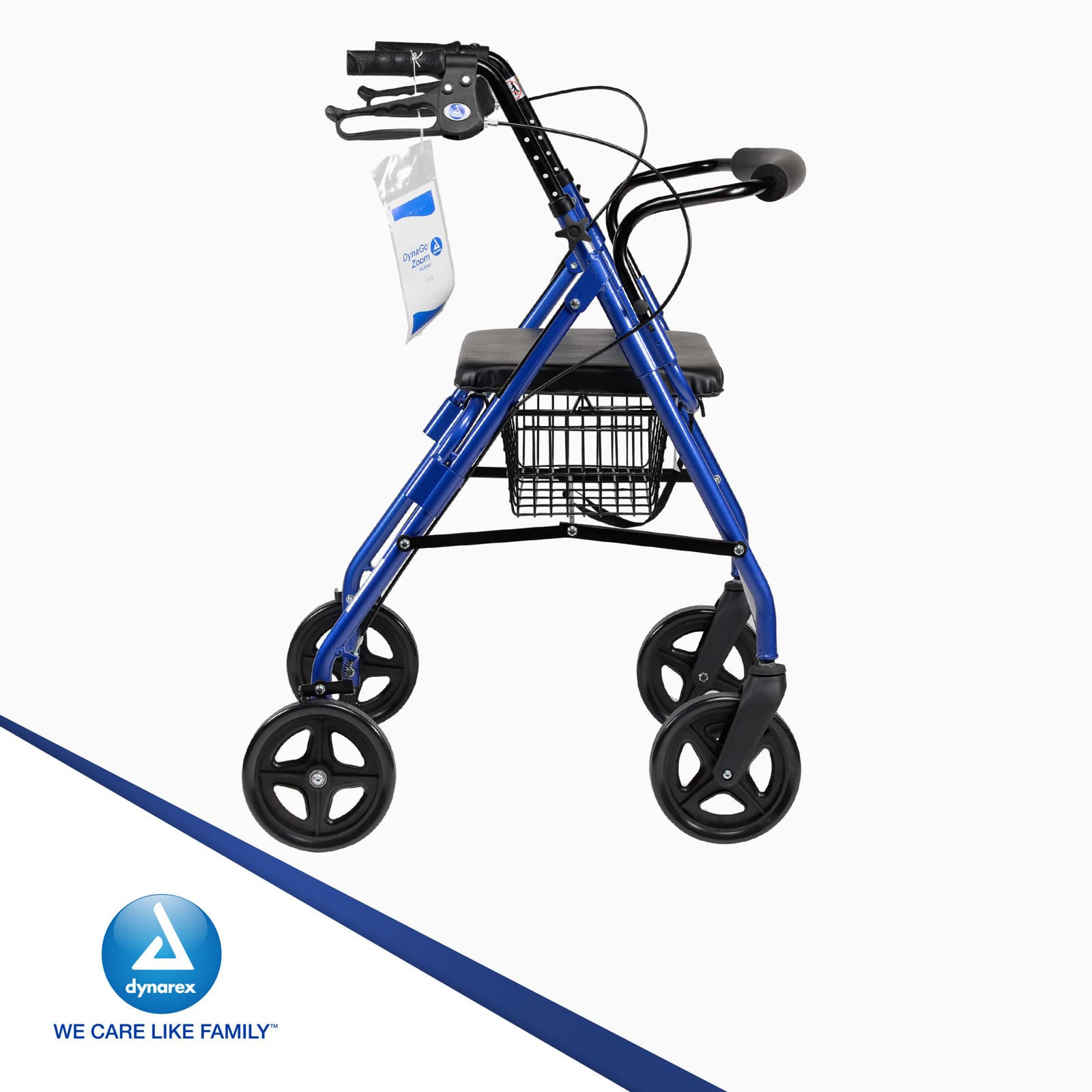 Dynarex DynaGo HD Bariatric Rollator is a Heavy Duty 4 Wheel Rolling Bariatric Walker with a Padded Seat, Backrest & Durable Frame to Support 400 Lb. Weight Capacity, 8” Wheels, Blue Frame, 1 Rollator