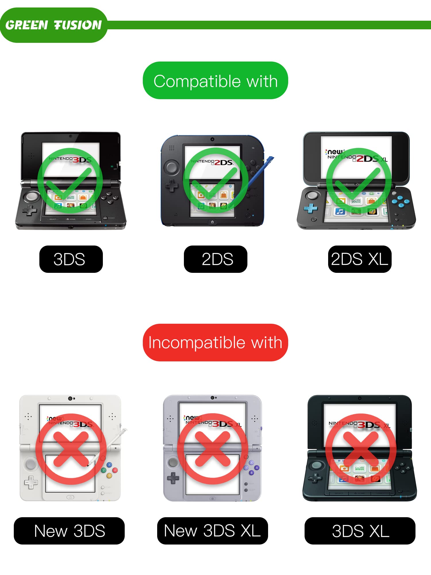 GREEN FUSION Upgrade 3DS & 2DS/2DS XL Battery Replacement (Not for New 3DS), CTR-003 Battery for Nintendo 2DS/2DS XL & 3DS 2000mAh, 3.7V with Repair Toolkit, Installation Guide