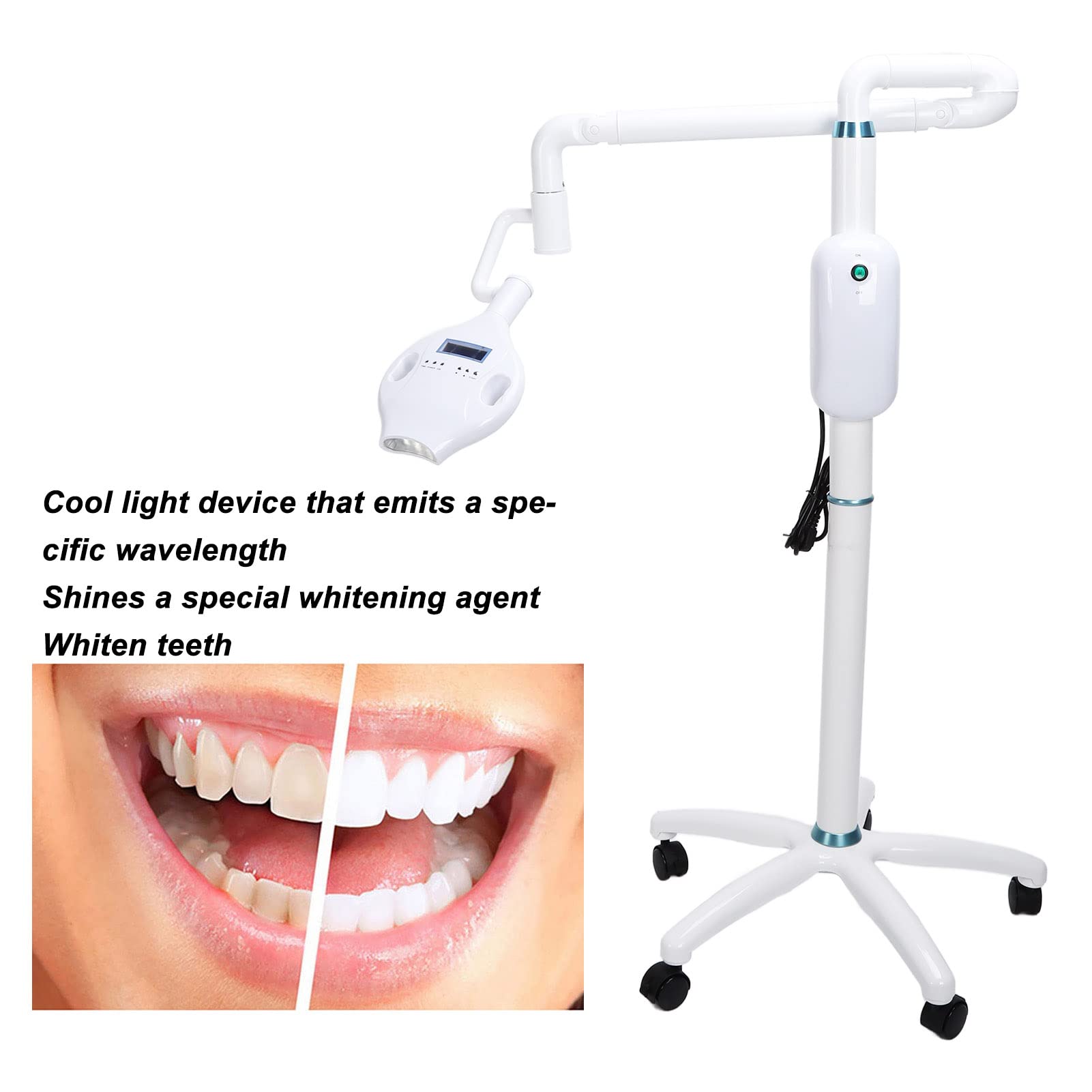 HASAKI Desk Type Dental lamp, Standing Movable Dental lamp, 8 LED Lamps, Built in high Power Fan, Cooling and whitening LED Lamps(Eurocode)