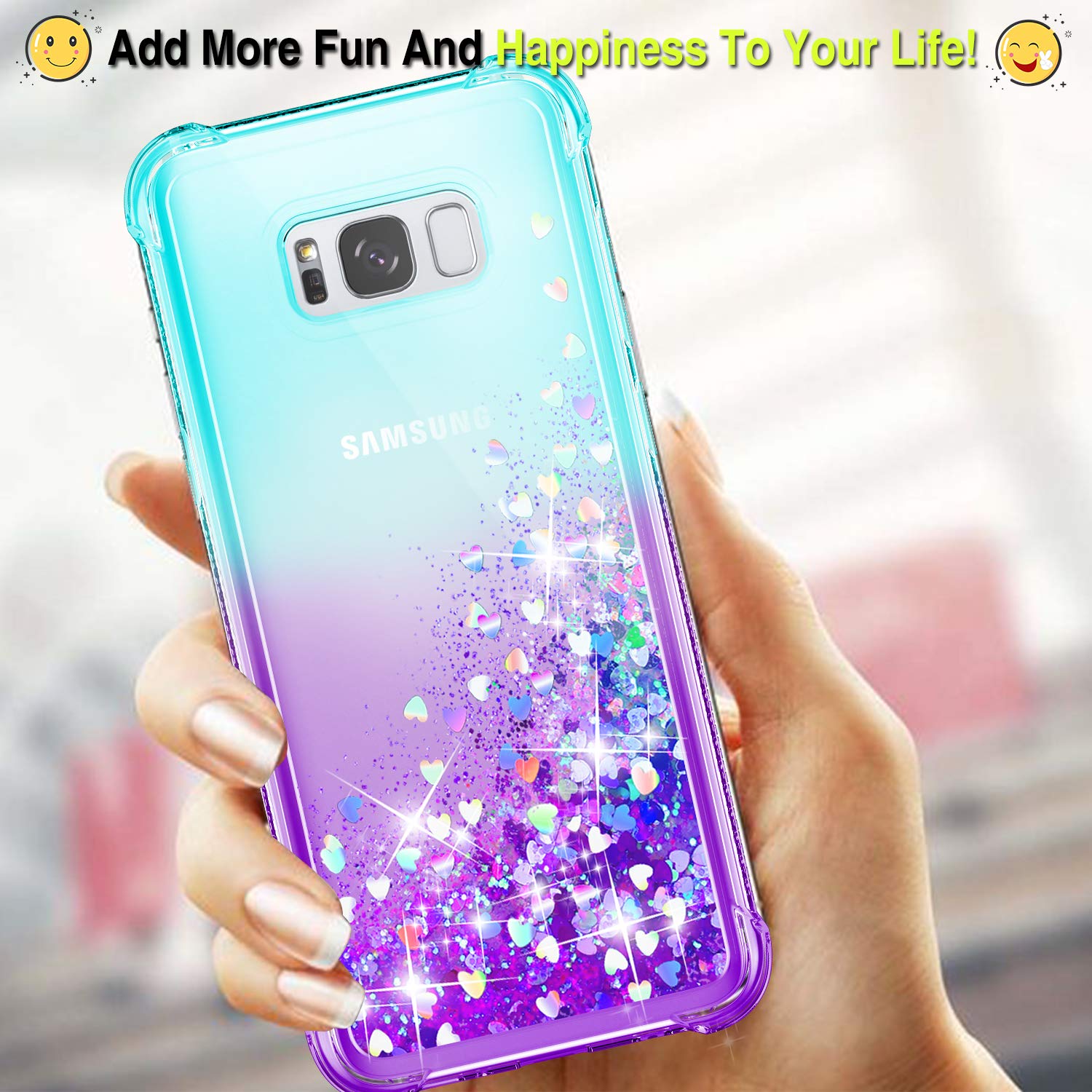 Galaxy S8 case, Galaxy S8 Phone case with hd Screen Protector for Girls Women Teal/Purple
