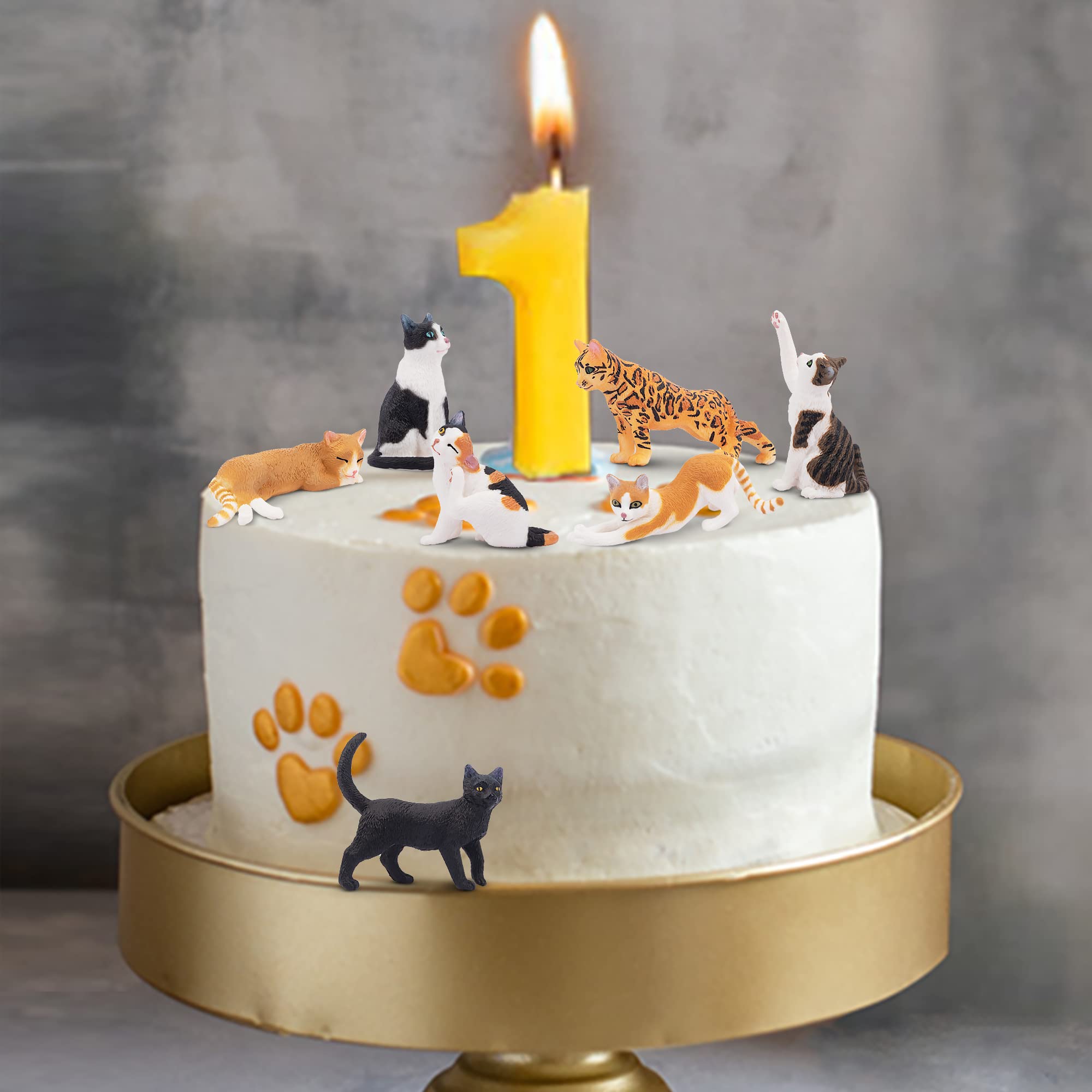 Toymany 8PCS Realistic Cat Figurines, Educational Cat Figures Toy Set, Kitten Easter Eggs Cat Cake Topper Christmas Birthday Gift for Kids Boys Girls Children