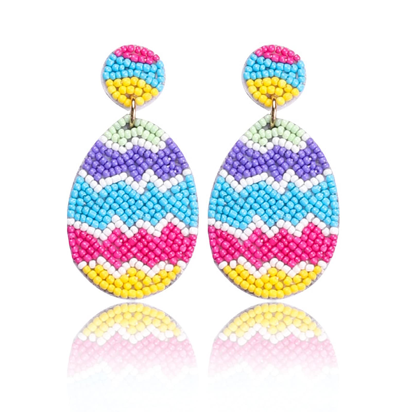 Easter Egg Earrings for Women,Easter Beaded Earrings for Women,Handmade Colorful Bead Earrings,Beaded Statement Dangle Earrings,Easter Egg Dangle Earrings,Easter Jewelry for Women Easter Day Gift