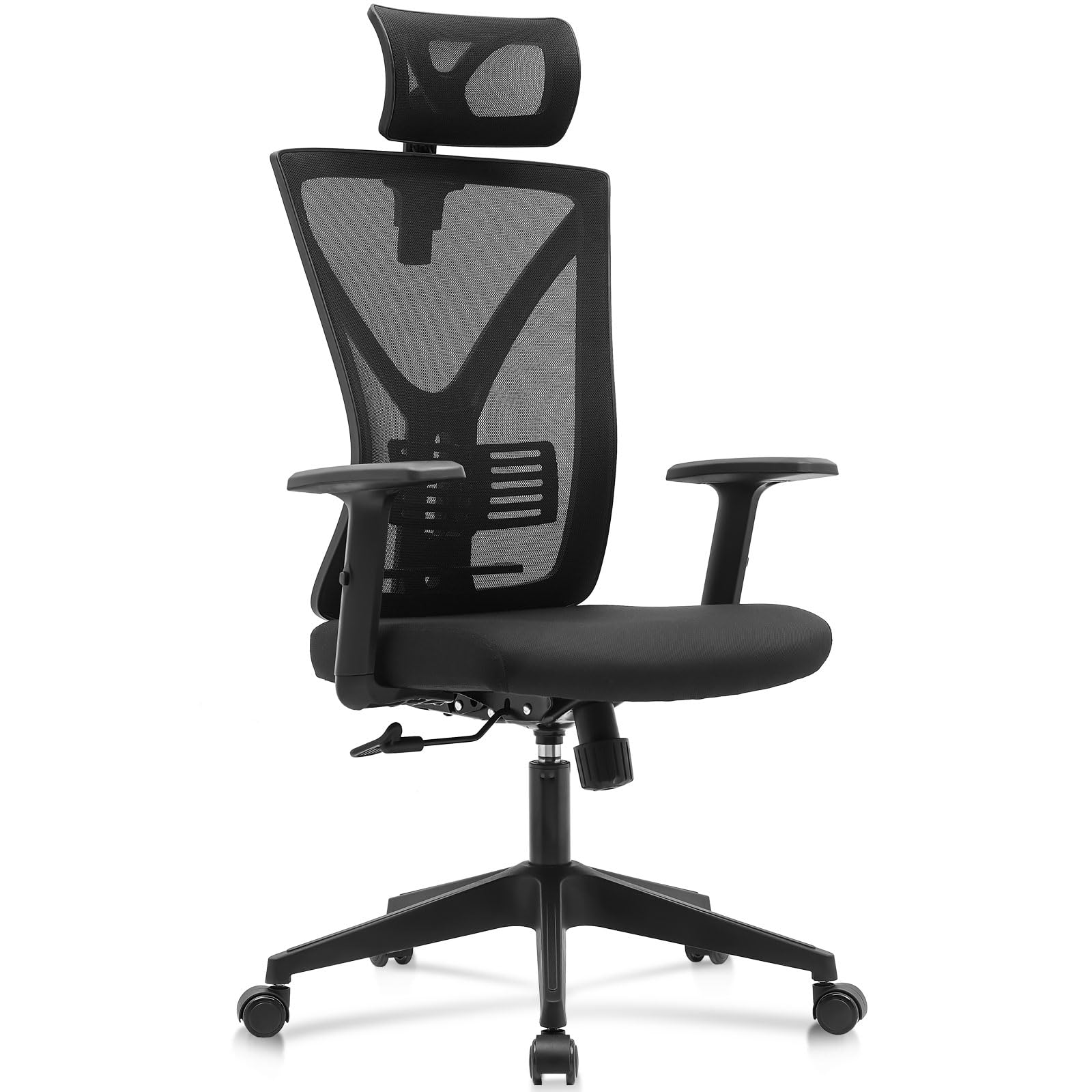 Ergonomic Mesh Office Chair, Home Office Desk Chairs with Adjustable Lumbar Support, 2D Headrest, 135 °Tilt Function, Computer Chair with Thicken Cushion, Swivel Executive Task Chair for Home,350lb