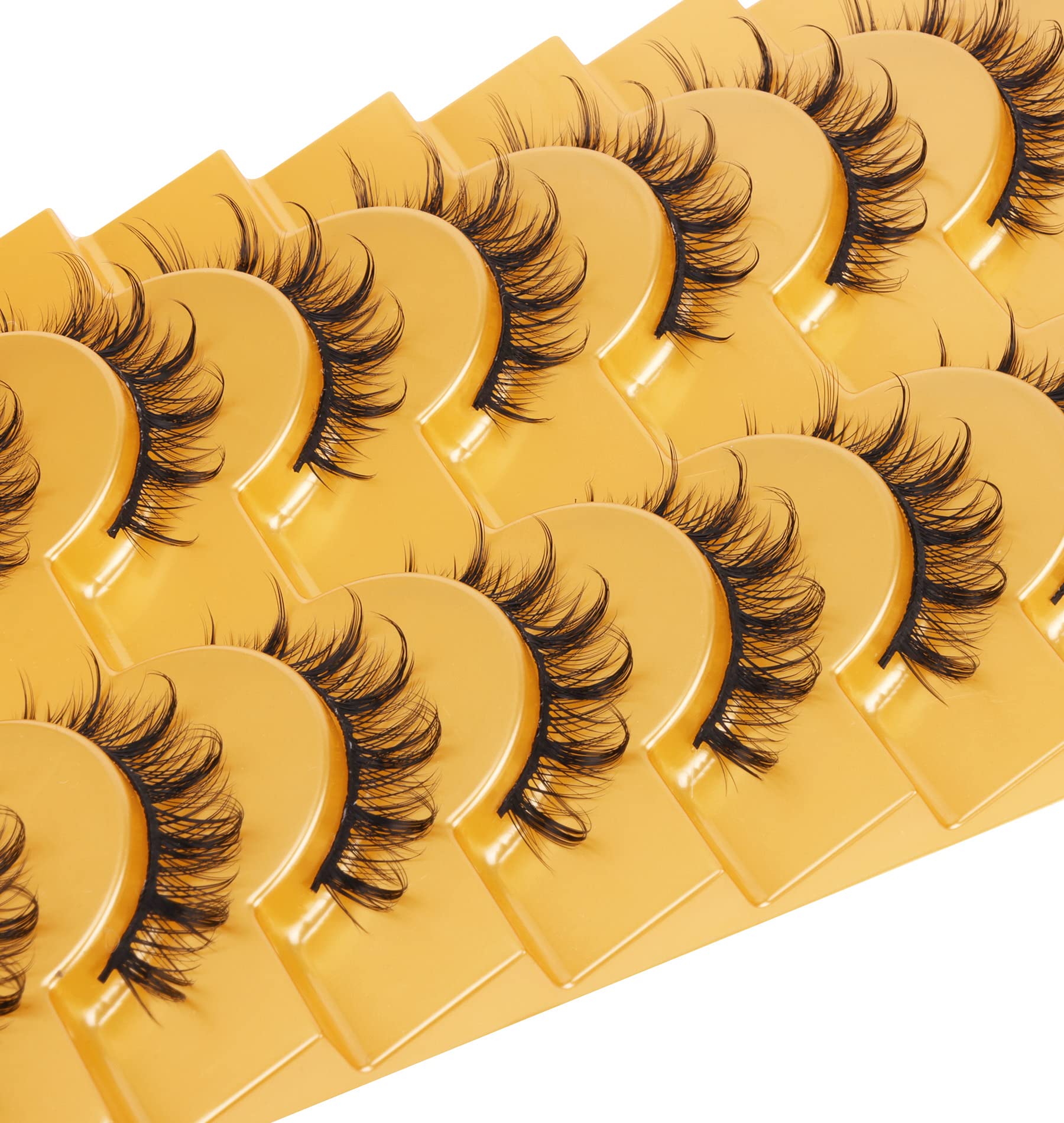 Manga Lashes Natural Look Wispy Fasle Eyelashes Anime D Curl Lashes that Look Like Extensions Spiky Natural Cosplay Russain Strip Lashes Soft Handmade Lashes Pack