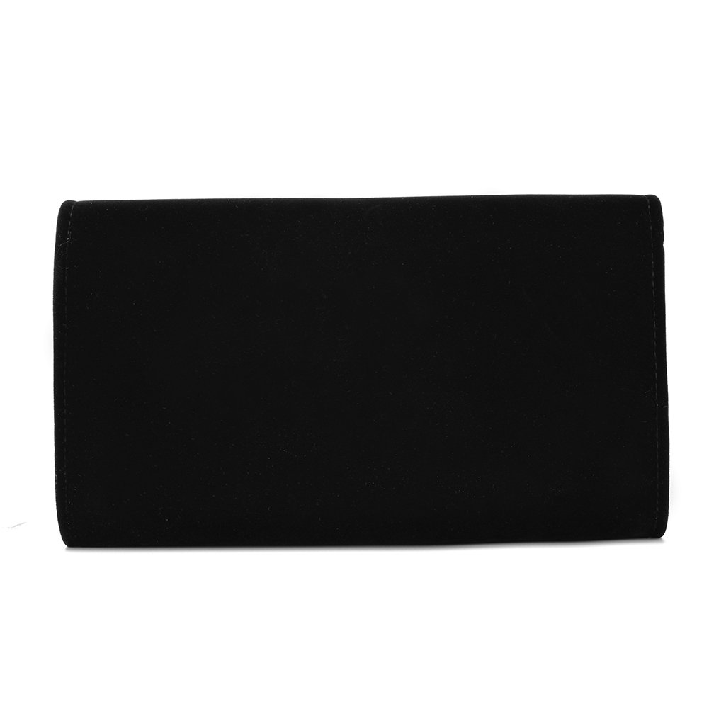 U-Story Womens Velvet Bridal Clutch Evening Prom Wedding Shoulder Chain Bag Handbag (Black)