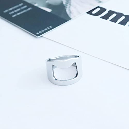 HUASAI Bottle Opener Ring for Men Bar Versatile Stainless Steel Ring for Party(Bottle Opener Ring 6)