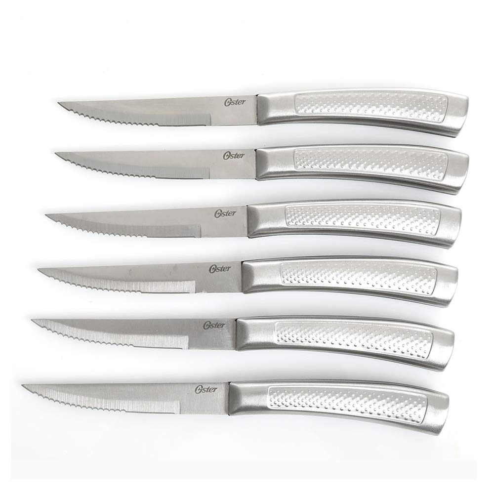 Oster Wellisford High-Carbon Stainless Steel Cutlery Set, 14-Piece, Black/Silver