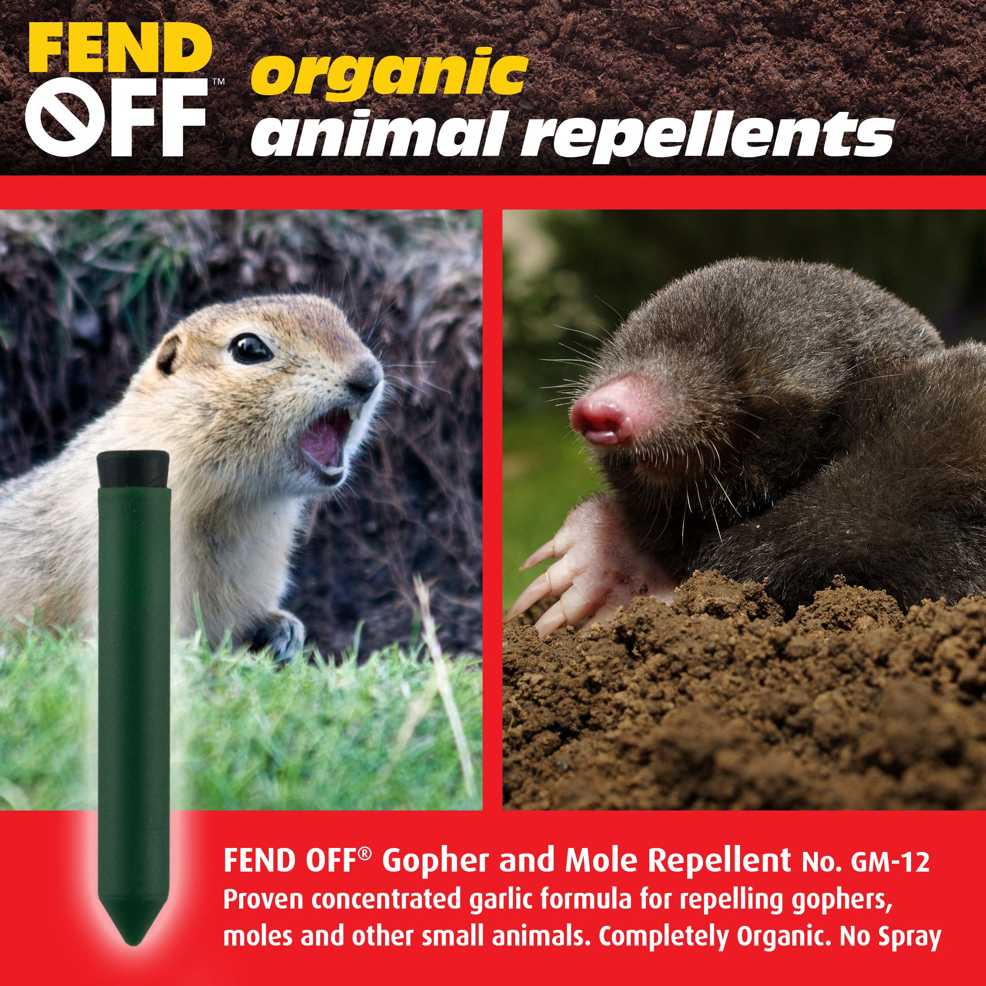 Luster Leaf Fend Off Mole and Gopher Organic Odor Tubes, White, 12 pack