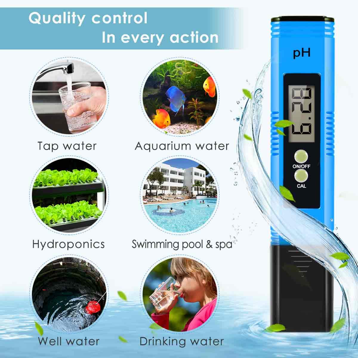 PH Meter, 0.01 High Accuracy Pocket Size with 0-14 PH Testing Range PH Tester, Digital PH Meter for Water, Water Meter for Hydroponics, Drinking Water and Pool
