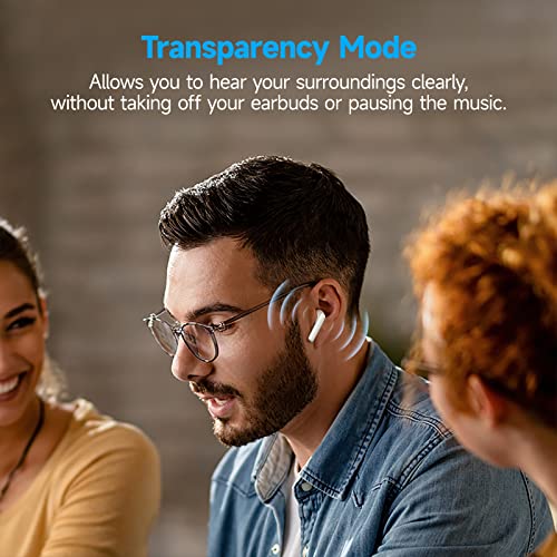 MANKIW Hybrid Active Noise Cancelling Wireless Earbuds, in Ear Bluetooth 5.3 Earbuds, ANC Earbuds,HiFi Stereo Touch Earbuds for iPhone/Android-White