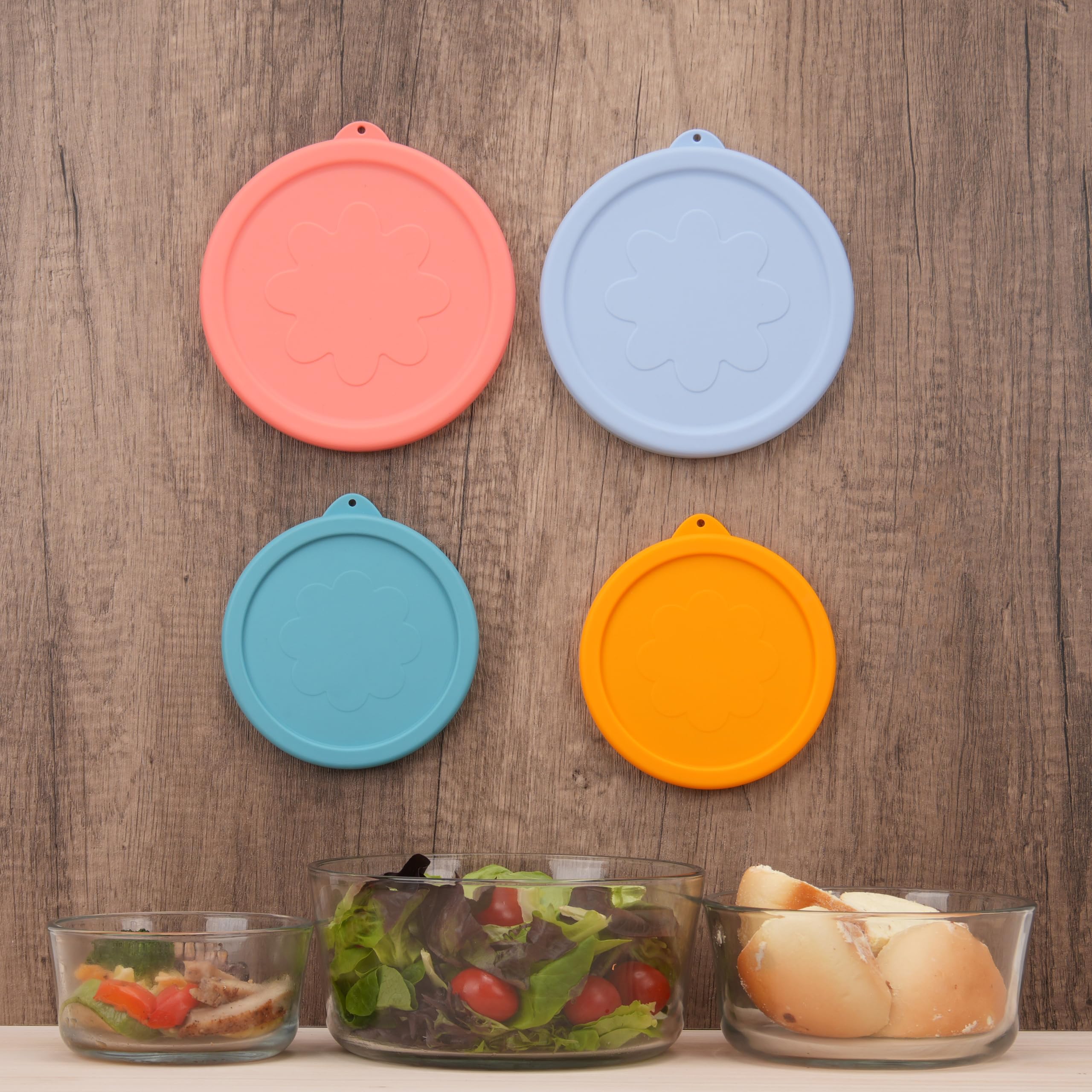 LUVCOSY 2 Cup 4 Cup Silicone Replacement Lids Storage Cover for Anchor Hocking Glass Bowls (Container not Included) 4 Pack Microwave, Dishwasher and Freezer Safe