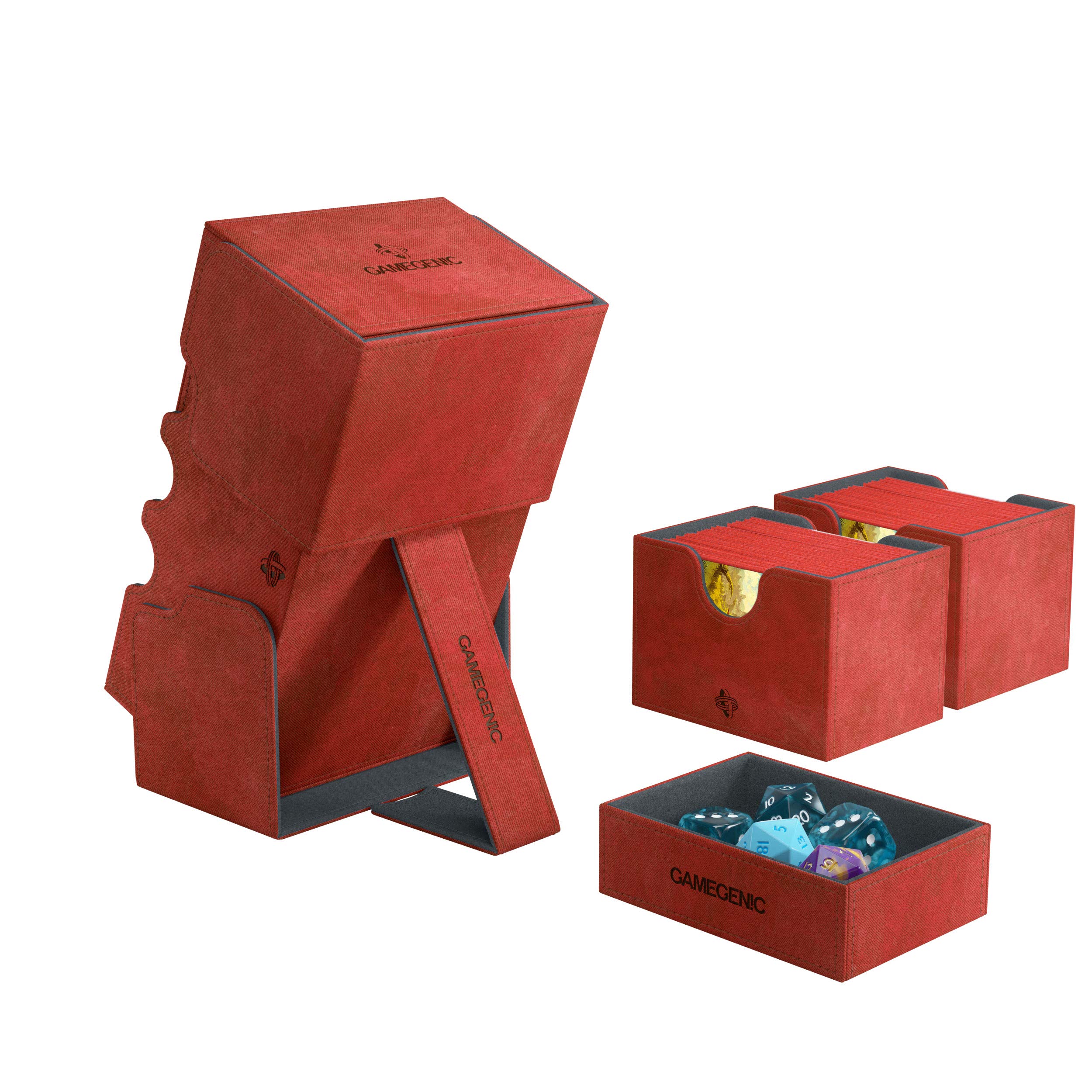 GameGenic Card Deck Box - Deck Convertible Red 200CT β Durable and Sturdy TCG, OCG Card Storage β Compatible with Pokemon Yugioh Commander and MTG Magic: The Gathering Cards
