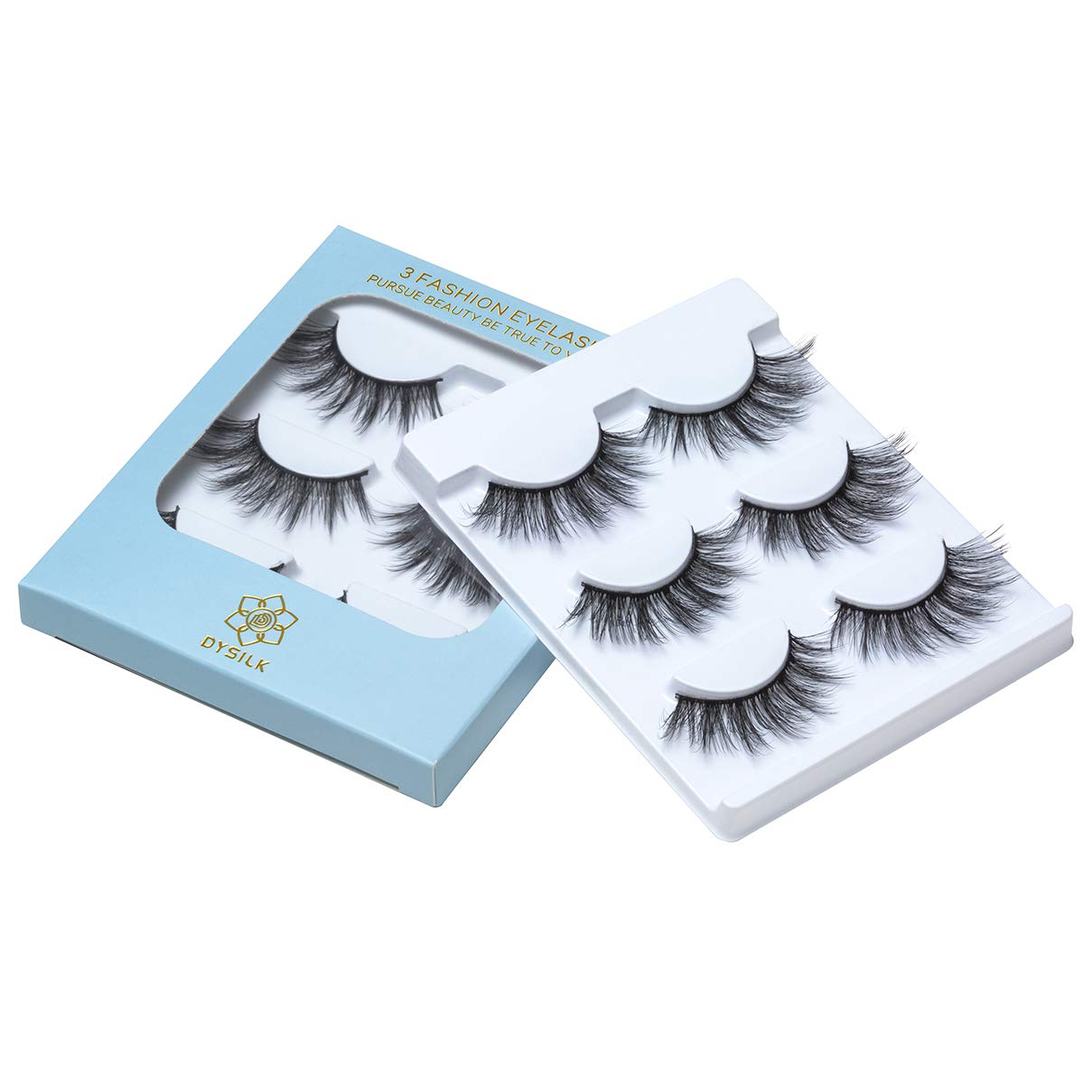 DYSILK 6D Eyelashes Wispy False Eyelashes Handmade Reusable Fake Eyelashes Natural Lashes Long Dramatic Look Extension 3 Pairs
