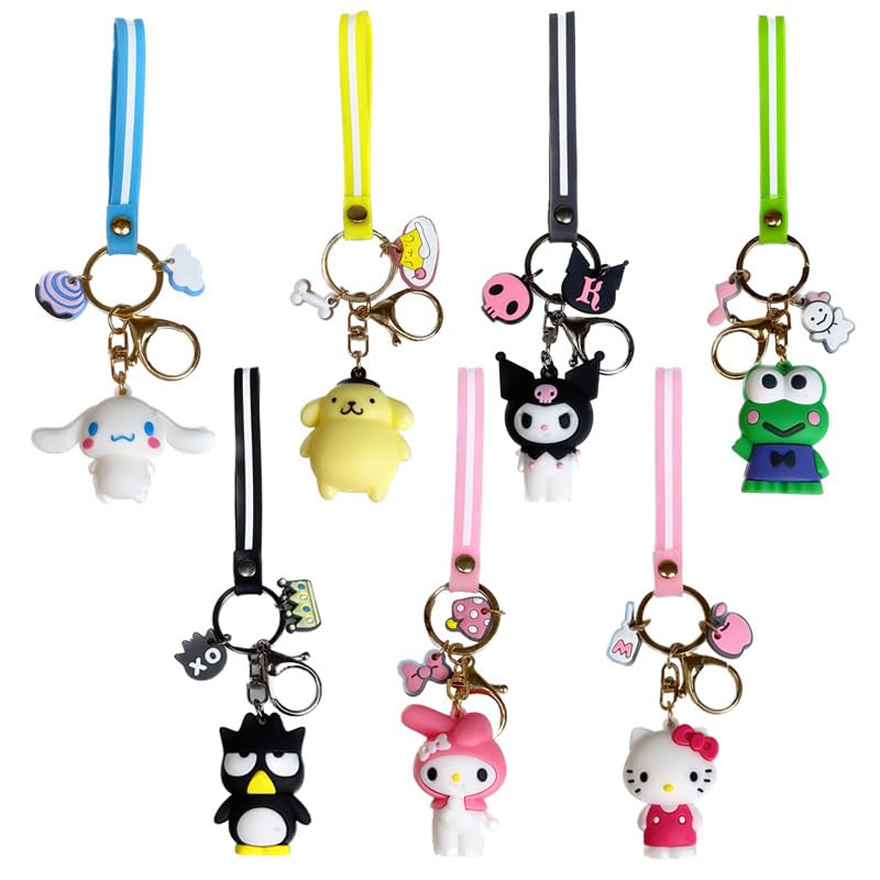 heoc cute Kawaii accessories anime keychain keyring wallet handbag car accessories cute keychain 5/7Pcs (Multicolor 7P)