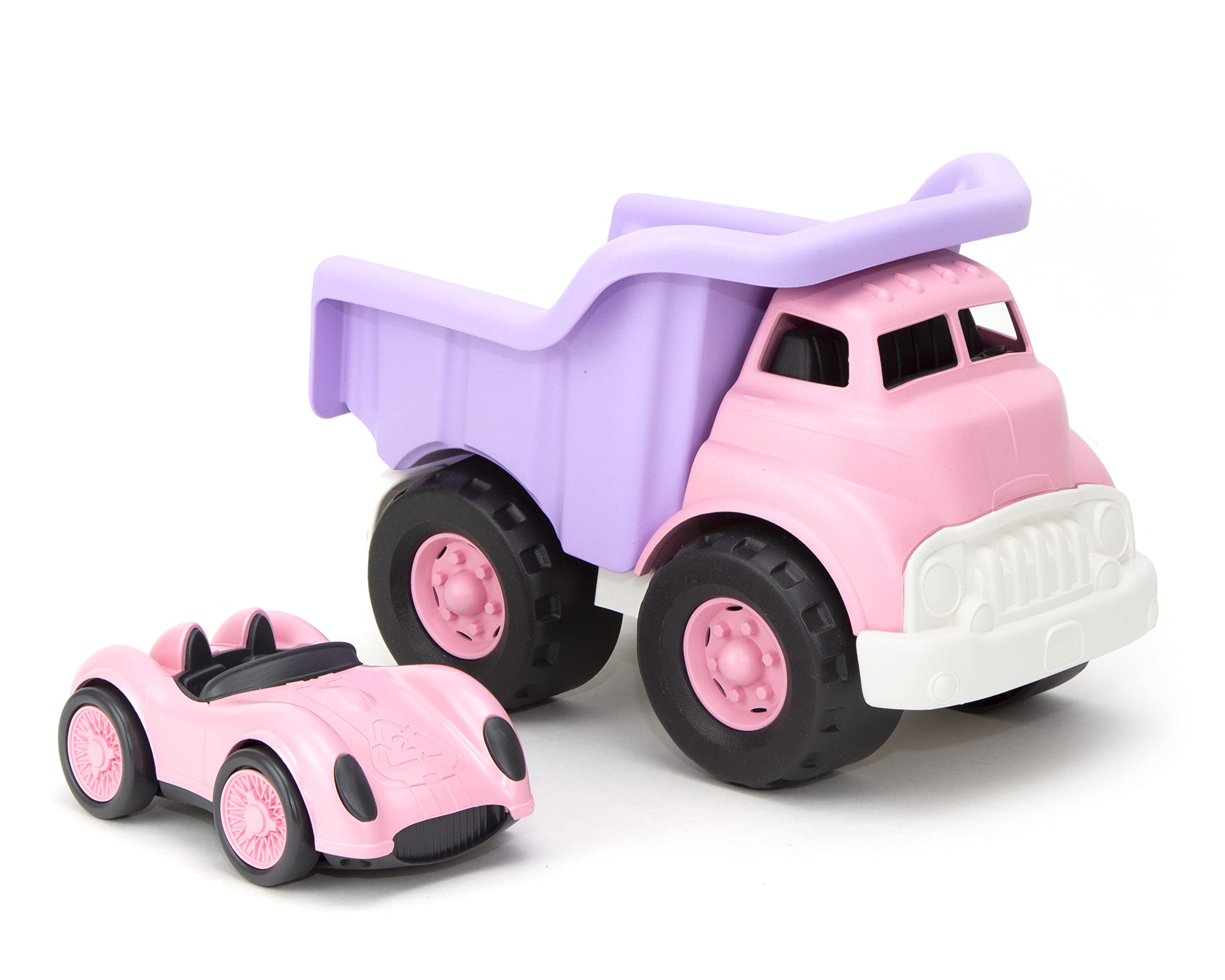 Green Toys Dump Truck Pink and Race Car Pink Bundle